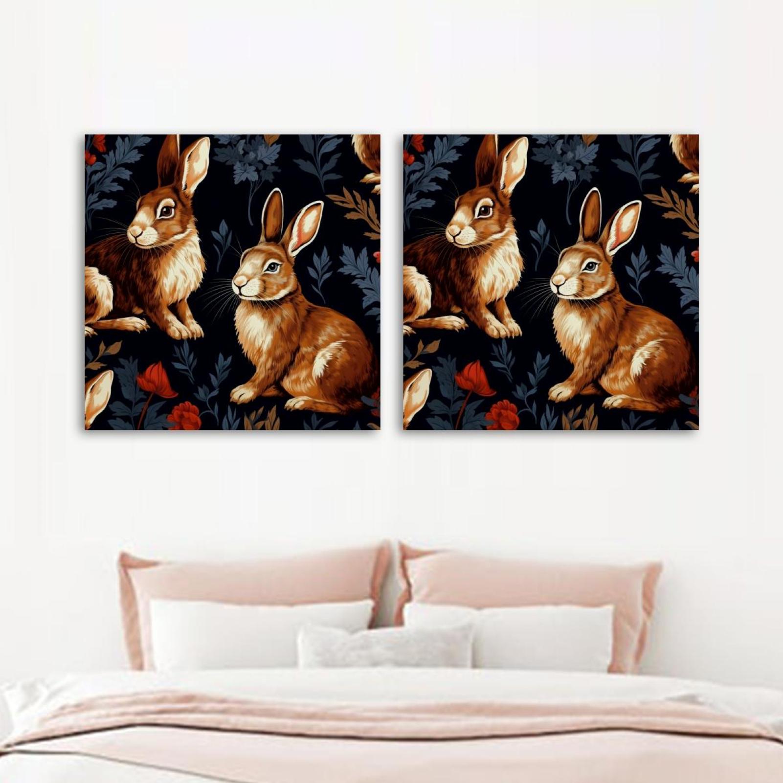 OWNSERIES Rabbit Pattern Pattern 2PC Canvas Wall Art Paintings for ...