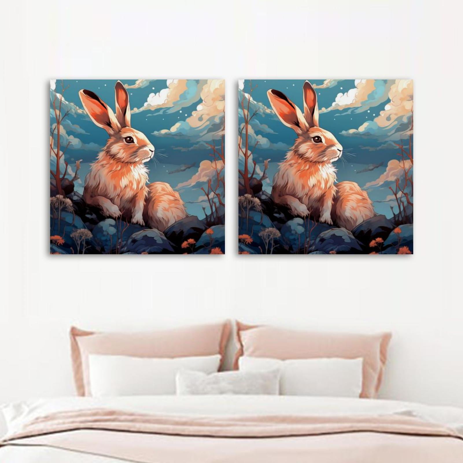 OWNSERIES Rabbit Pattern Pattern 2PC Canvas Wall Art Paintings for ...