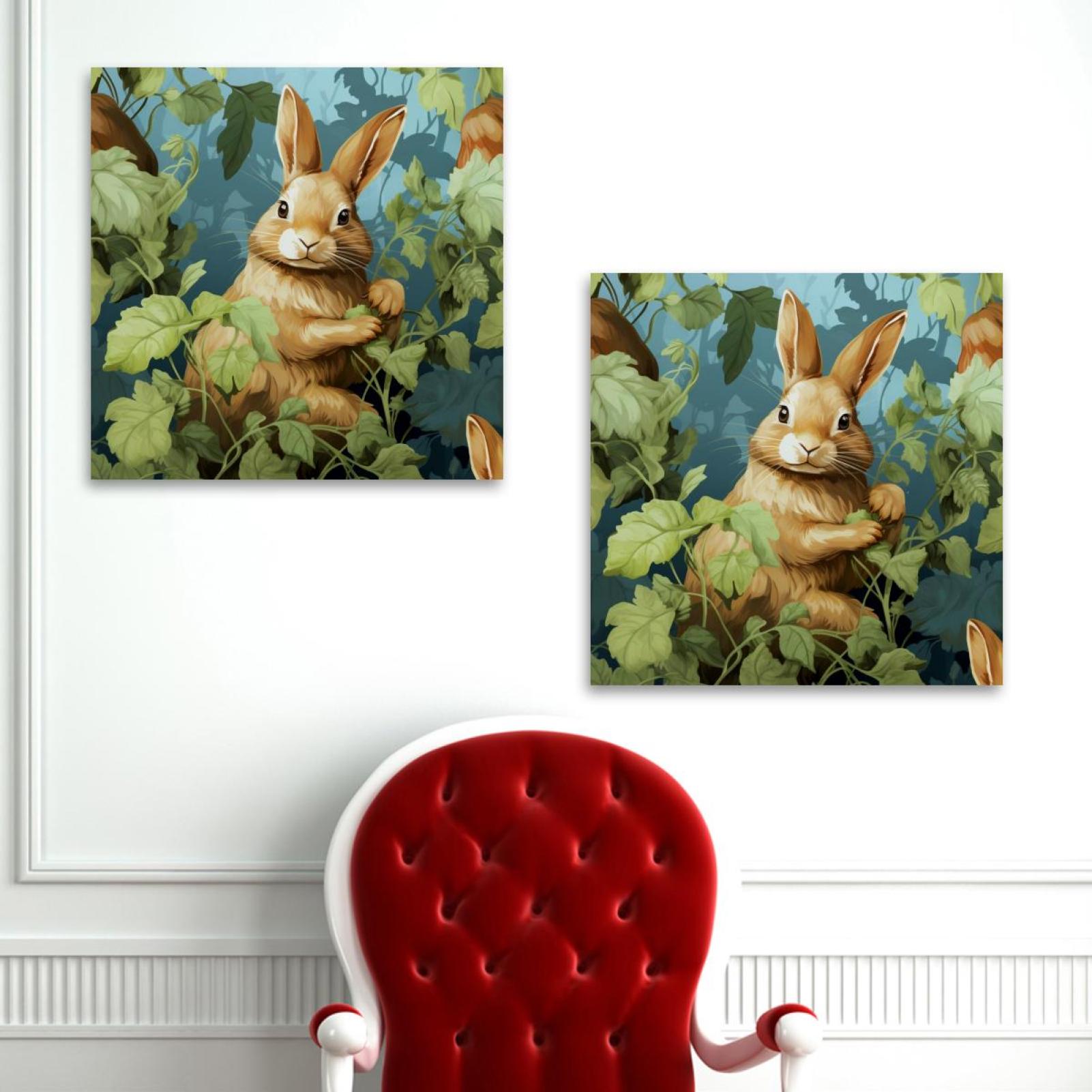 OWNSERIES Rabbit Pattern 2PC Canvas Wall Art Paintings for Living Room ...