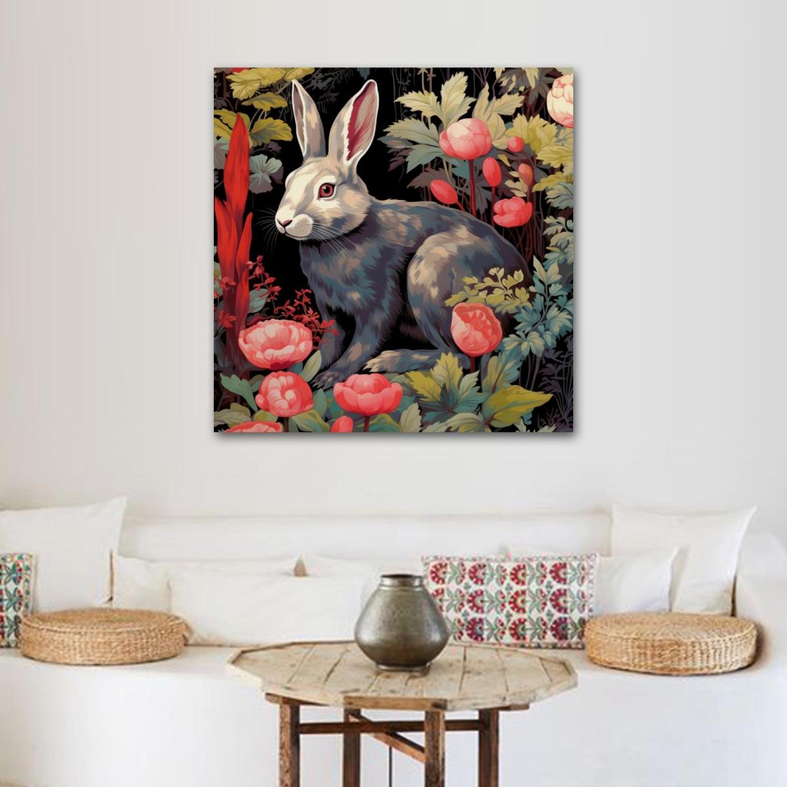 OWNSERIES Rabbit Pattern Pattern Canvas Wall Art Paintings for Living ...