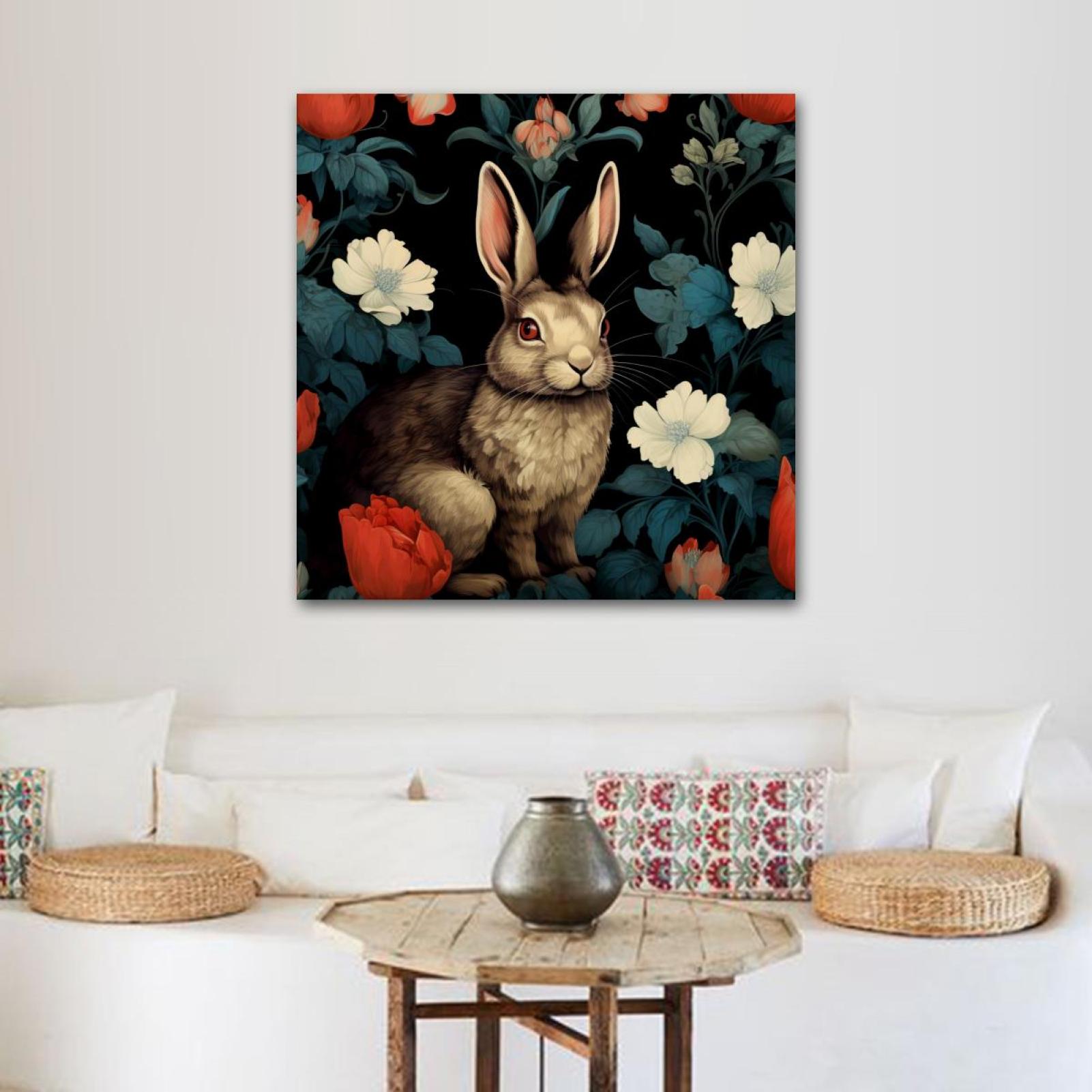 OWNSERIES Rabbit Pattern Pattern Canvas Wall Art Paintings for Living ...