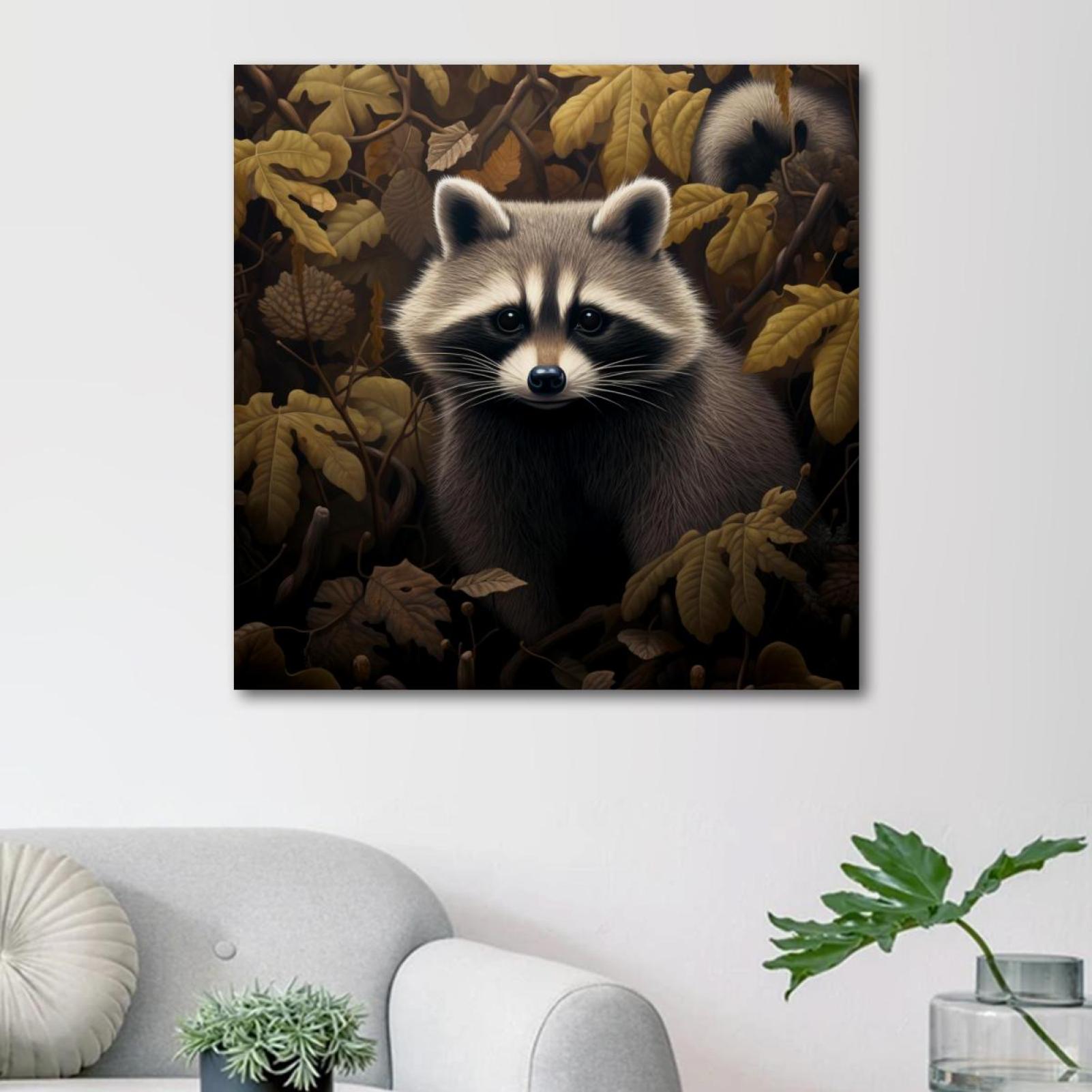 OWNSERIES Raccoon Pattern Canvas Wall Art Paintings for Living Room ...