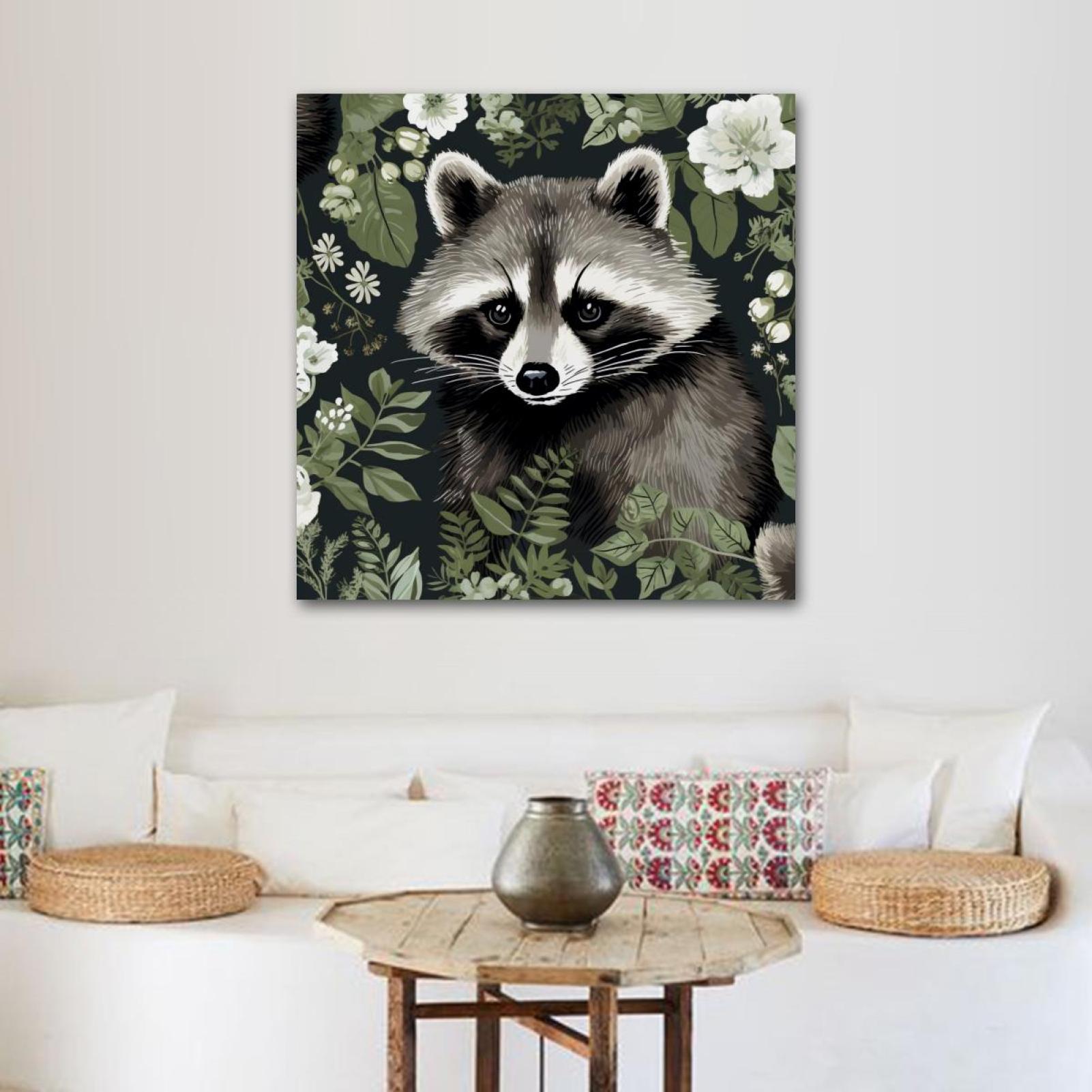 OWNSERIES Raccoon Pattern Pattern Canvas Wall Art Paintings for Living ...