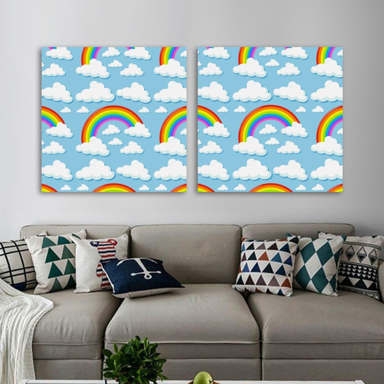 OWNSERIES Rainbow Clouds Pattern 2PC Canvas Wall Art Paintings for ...