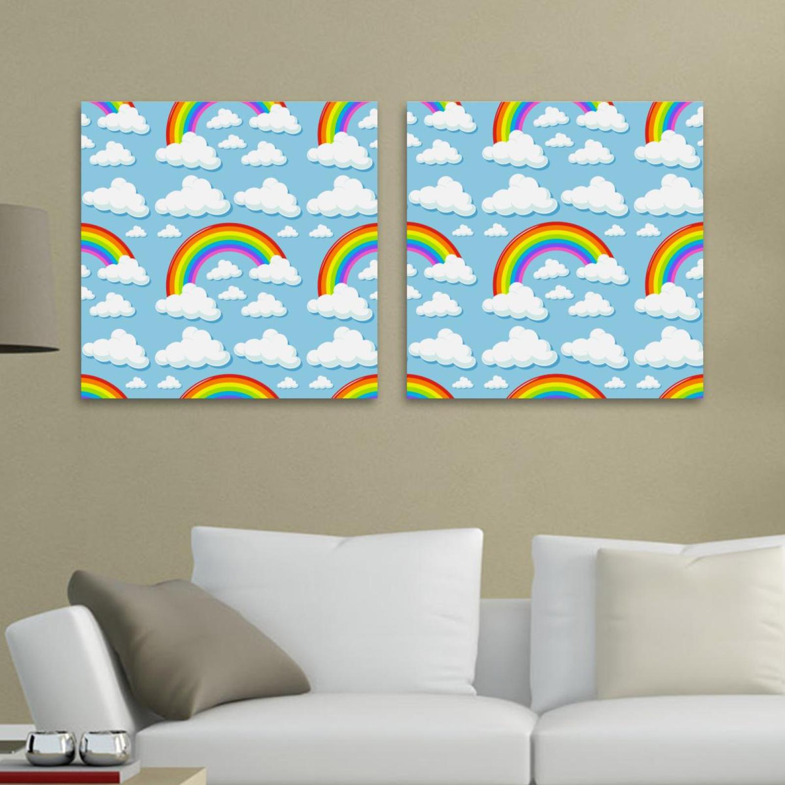 OWNSERIES Rainbow Clouds Pattern 2PC Canvas Wall Art Paintings for ...