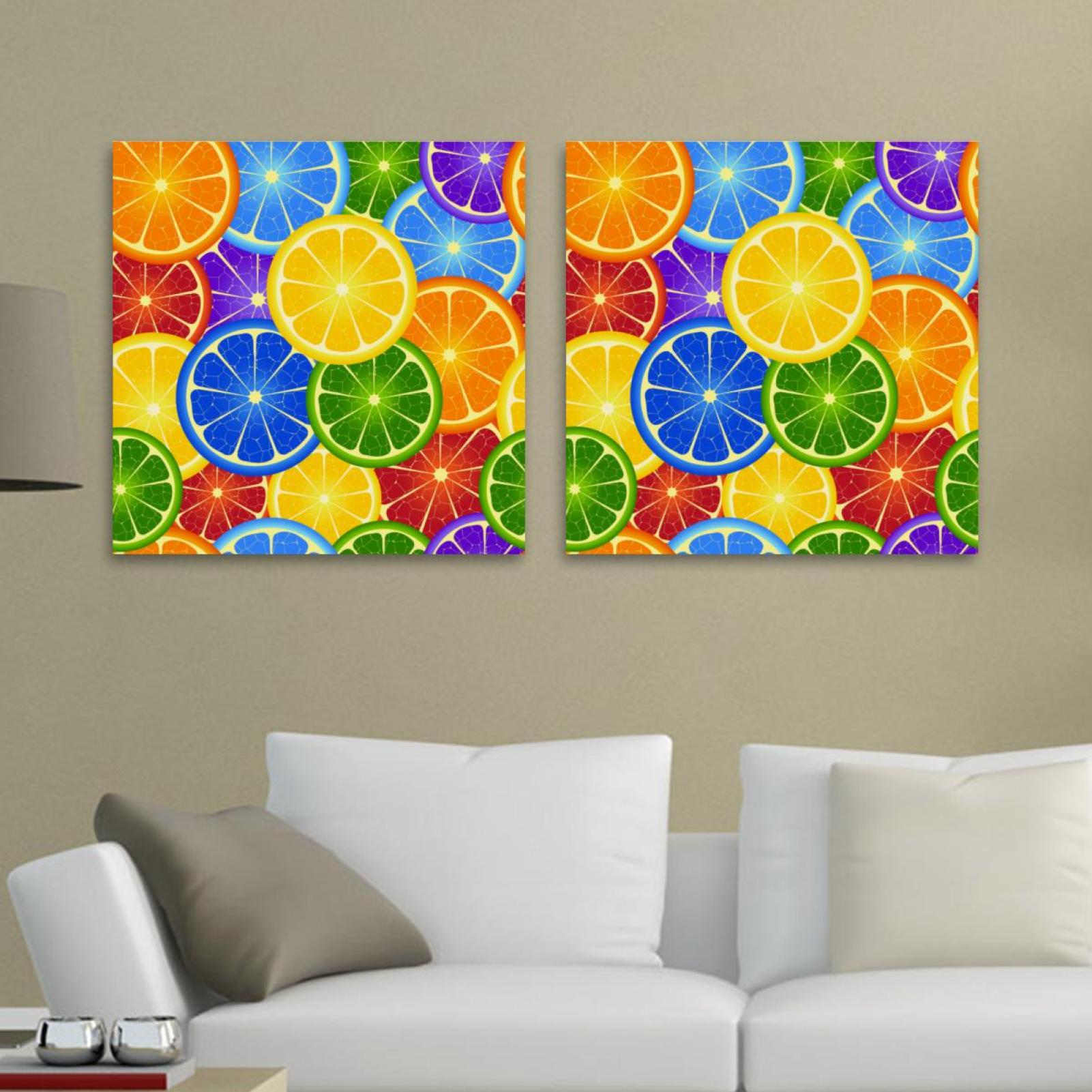 OWNSERIES Rainbow Orange Pattern 2PC Canvas Wall Art Paintings for ...