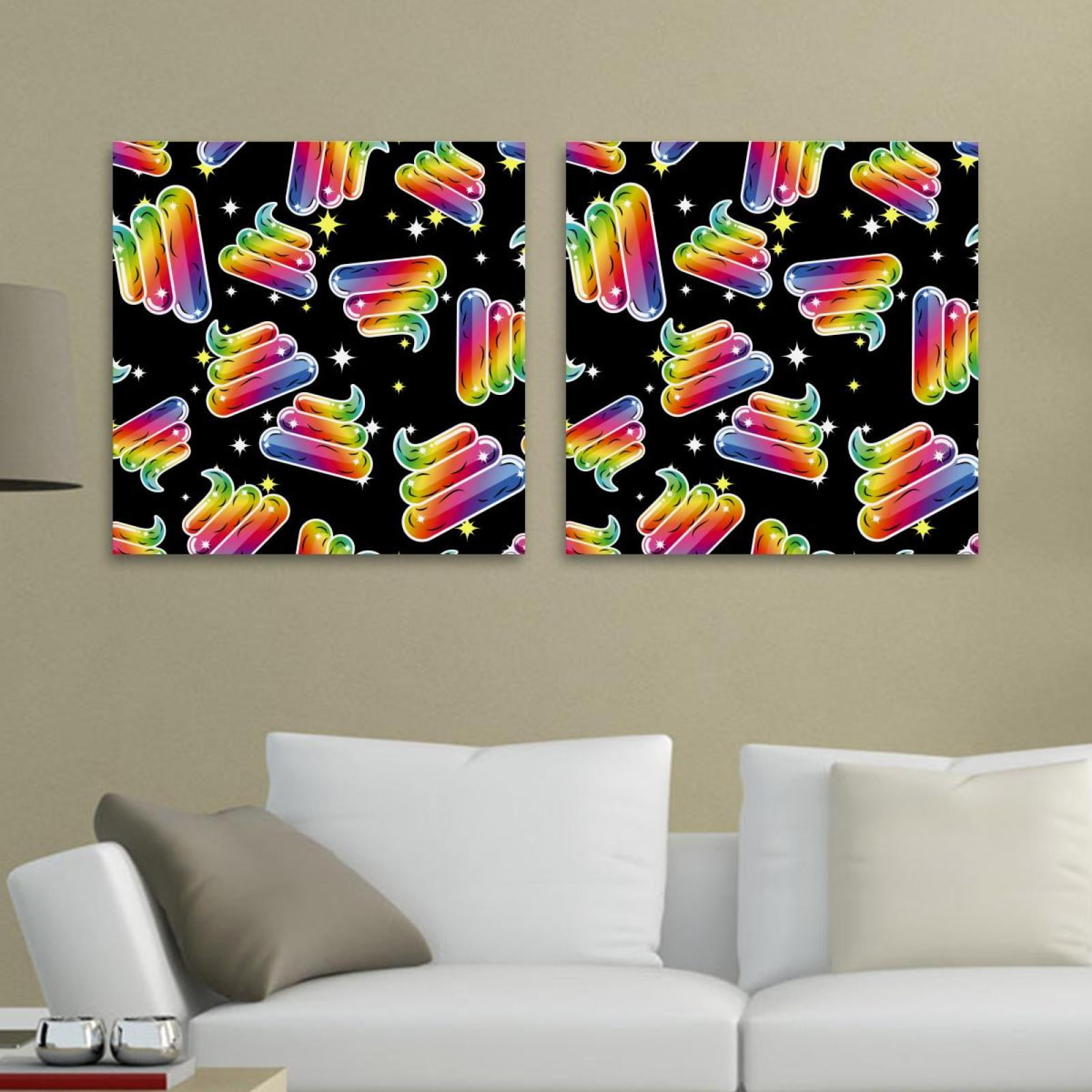 OWNSERIES Rainbow Poop Funny Pattern 2PC Canvas Wall Art Paintings for ...