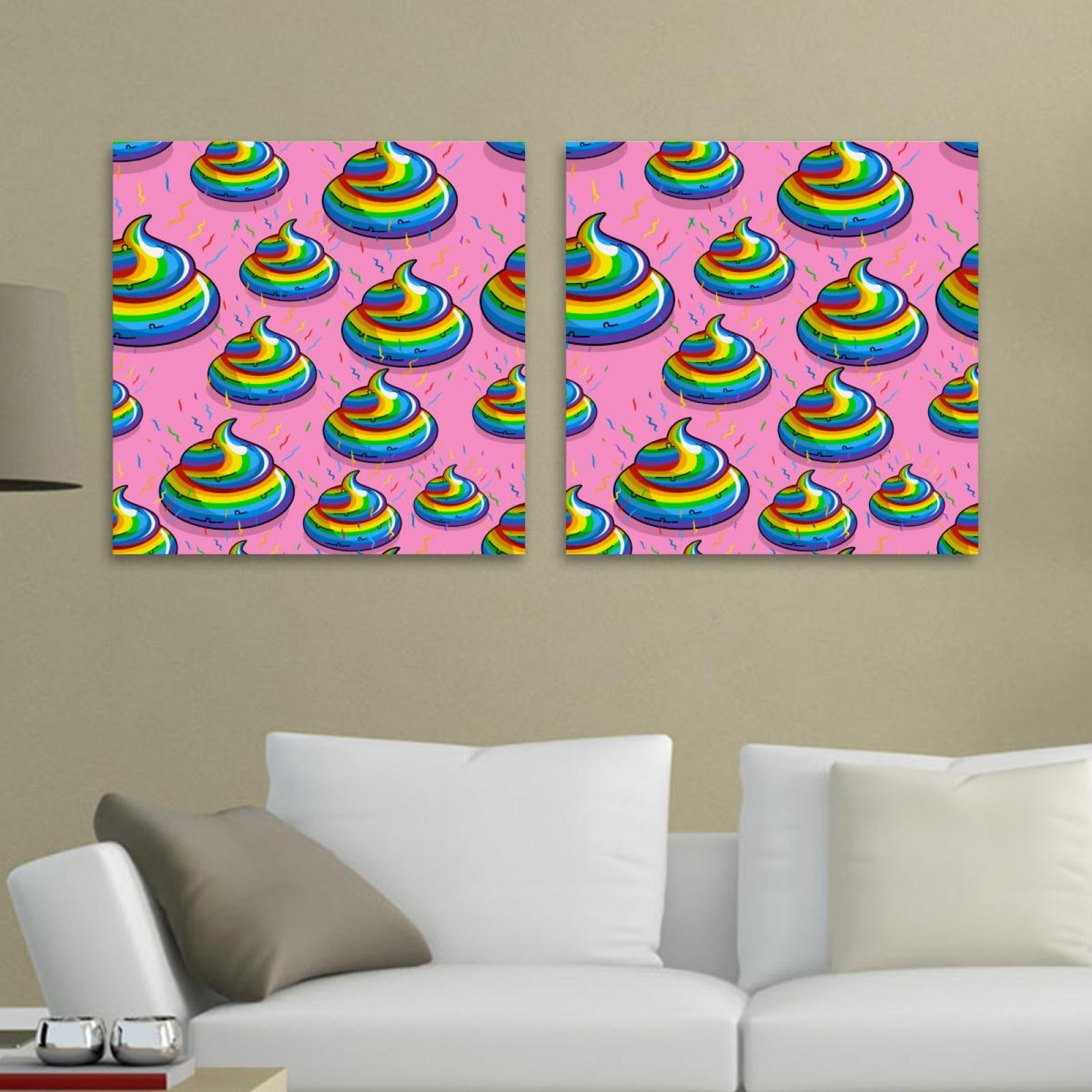 OWNSERIES Rainbow Poop Pattern Pink Background Pattern 2PC Canvas Wall ...