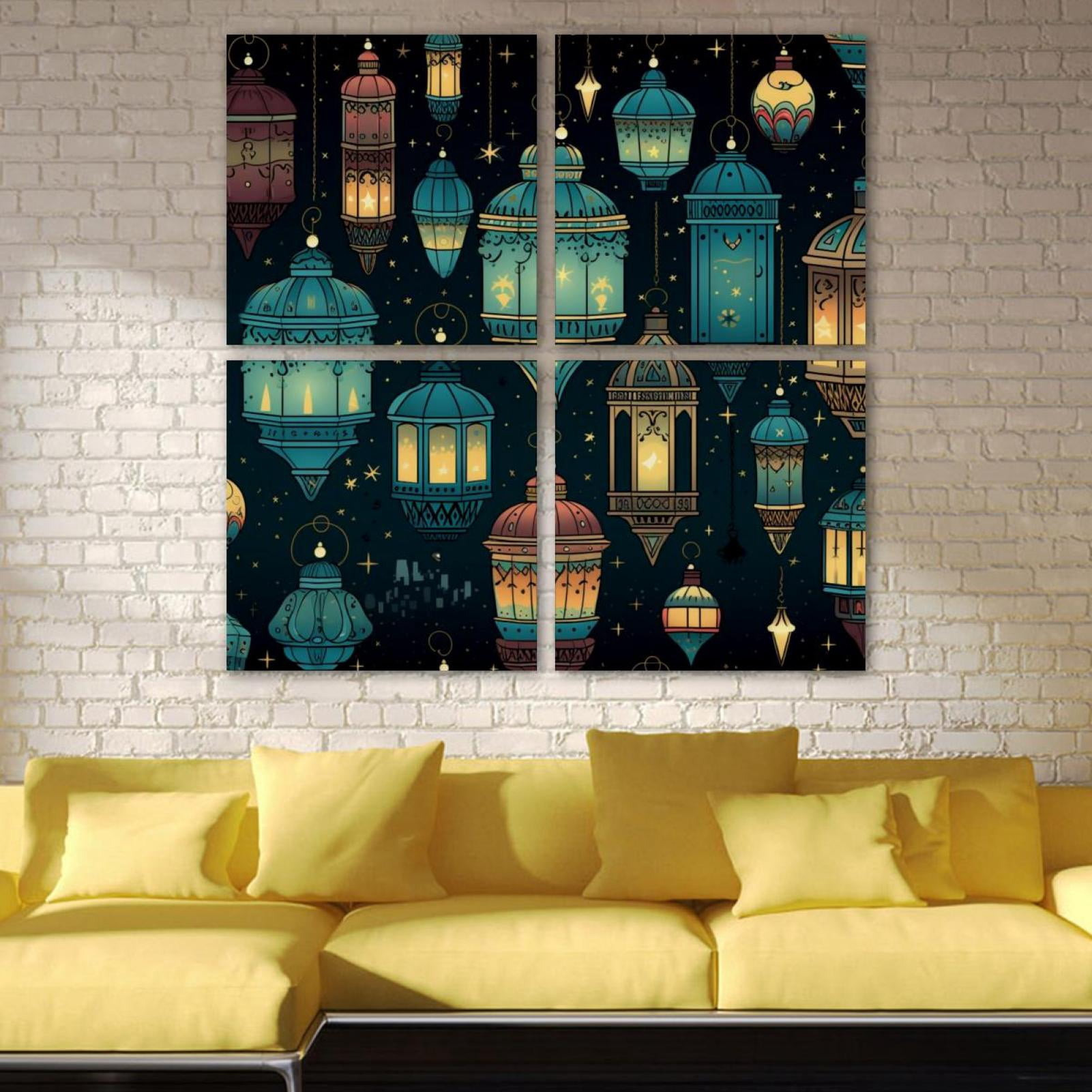 OWNSERIES Ramadan Festival Lanterns Pattern 4PC Frameless Canvas Wall ...