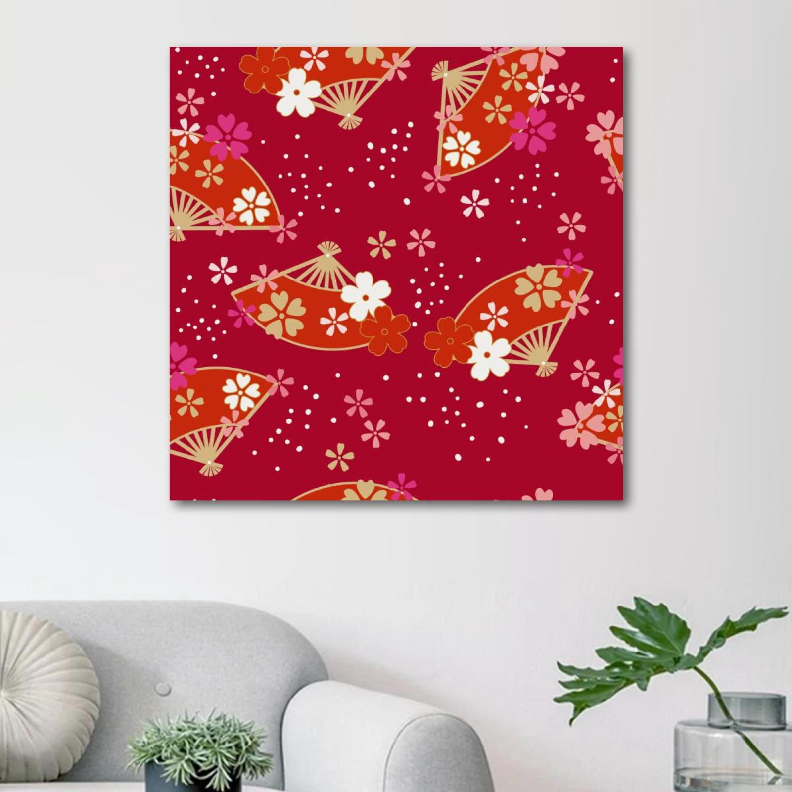 OWNSERIES Red Japanese Pattern Canvas Wall Art Paintings for Living ...