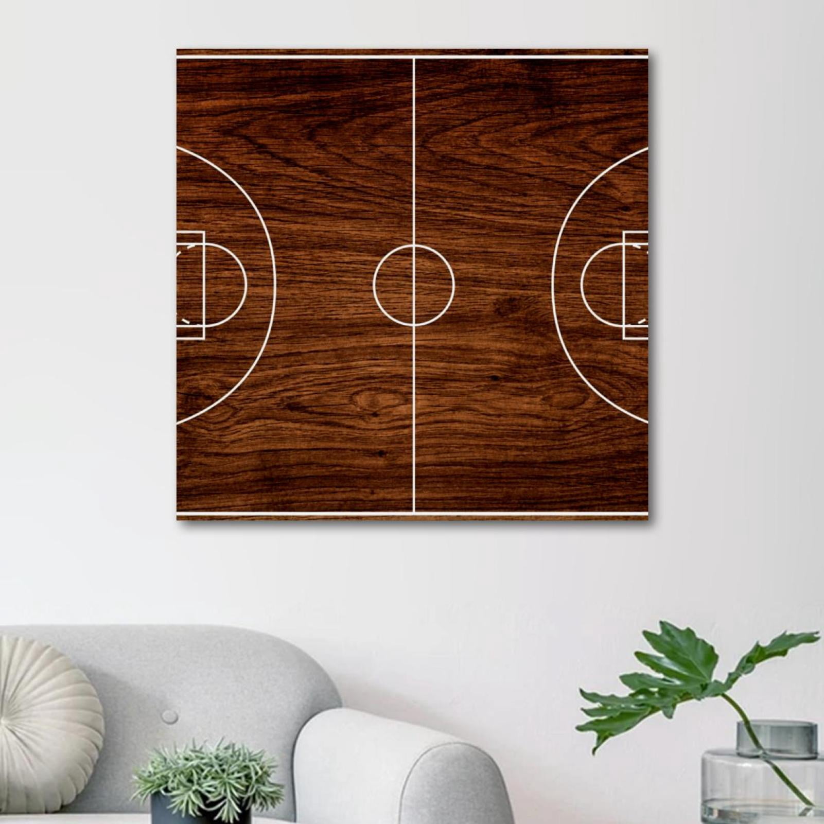 OWNSERIES Retro Basketball Field Brown Pattern Canvas Wall Art ...