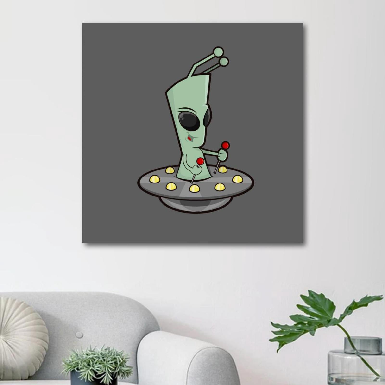 OWNSERIES Retro Funny Cartoon Alien Pattern Canvas Wall Art Paintings ...
