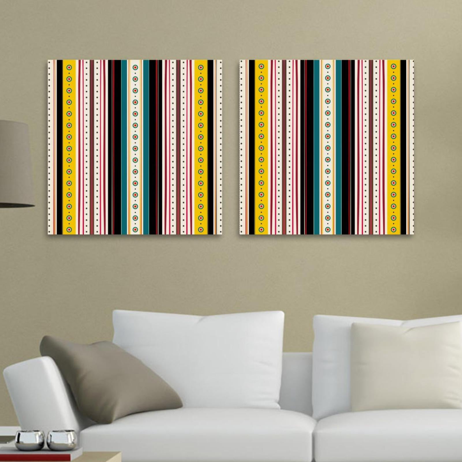 OWNSERIES Retro Stripe Vintage Pattern 2PC Canvas Wall Art Paintings ...