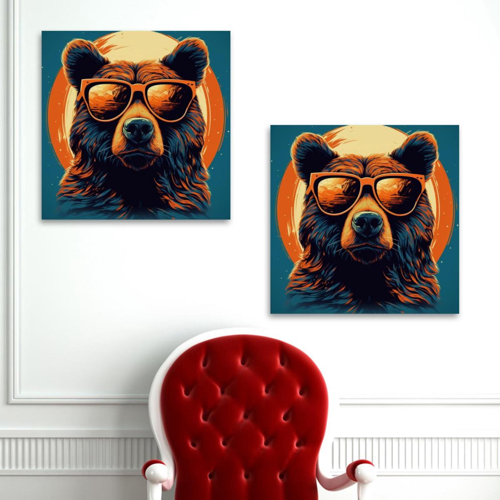 OWNSERIES Retro Style Bear Pattern 2PC Canvas Wall Art Paintings for ...