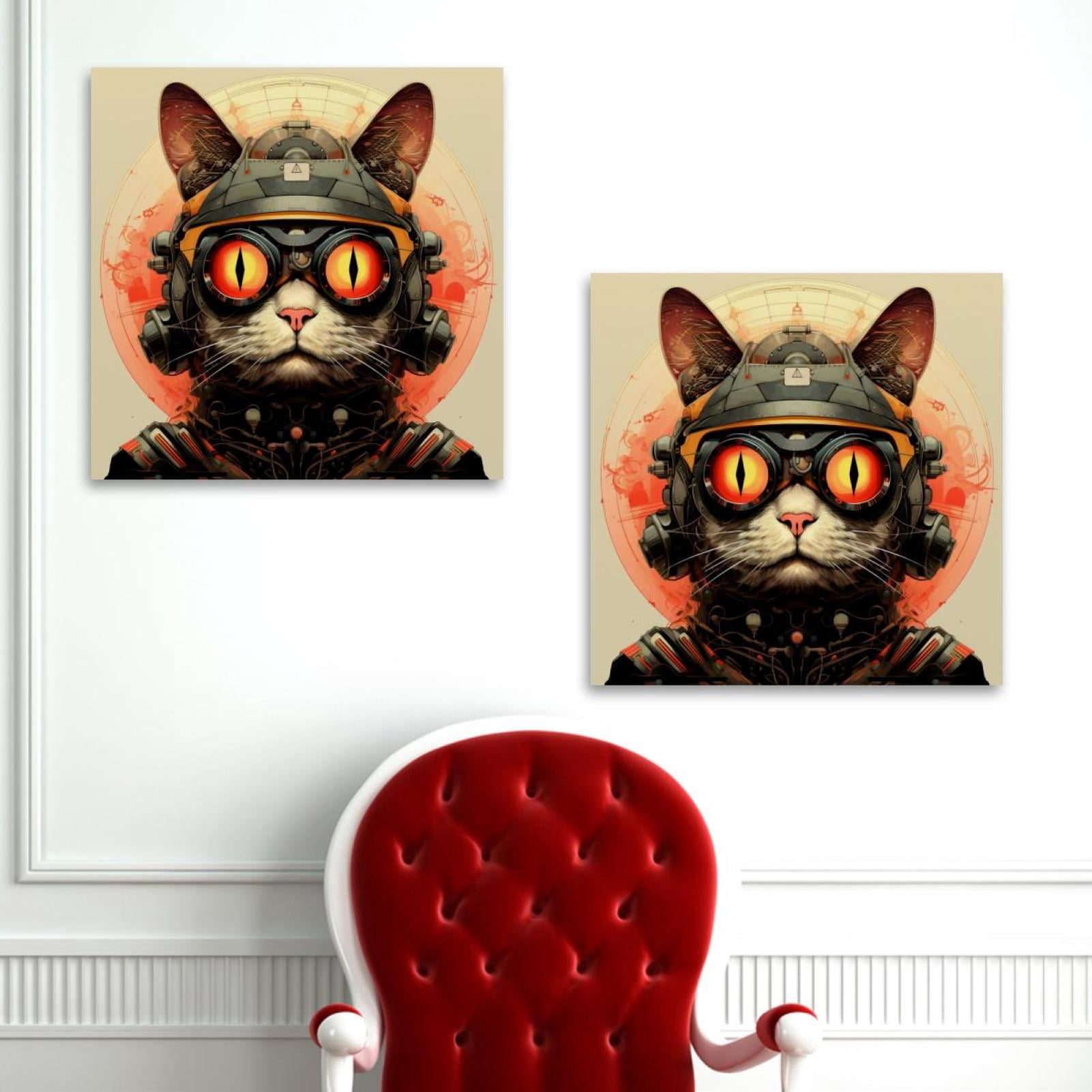 OWNSERIES Retro Style Cat Pattern 2PC Canvas Wall Art Paintings for ...