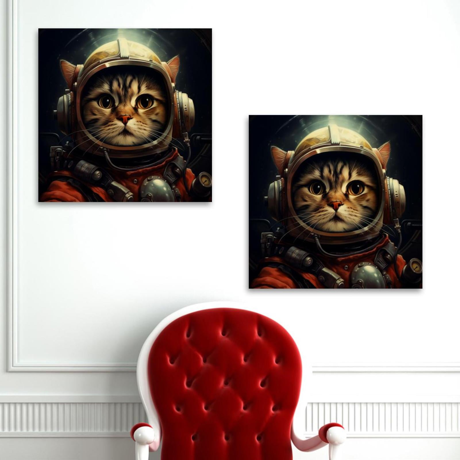 OWNSERIES Retro Style Cat Pattern 2PC Canvas Wall Art Paintings for ...