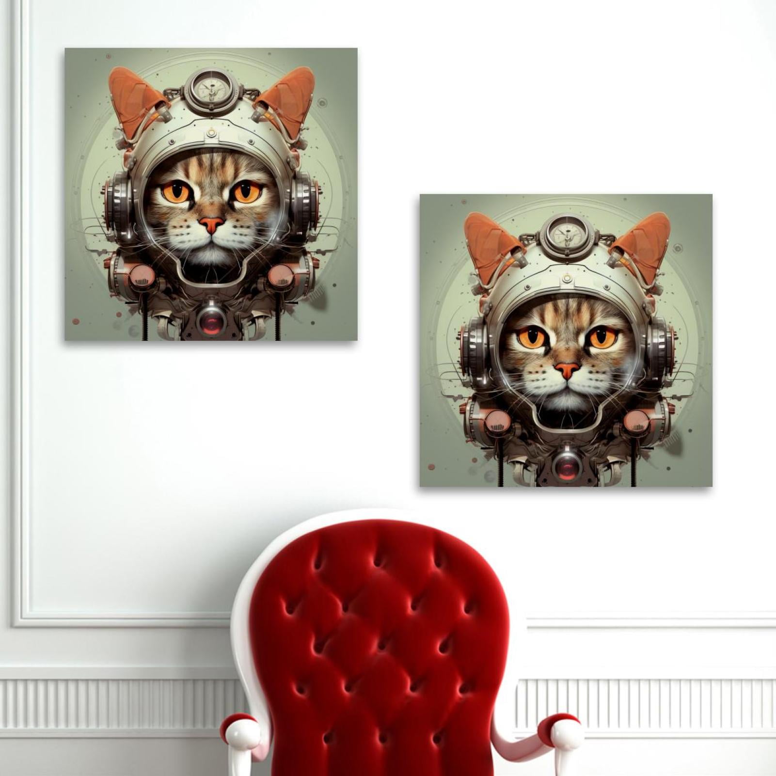 OWNSERIES Retro Style Cat Pattern 2PC Canvas Wall Art Paintings for ...