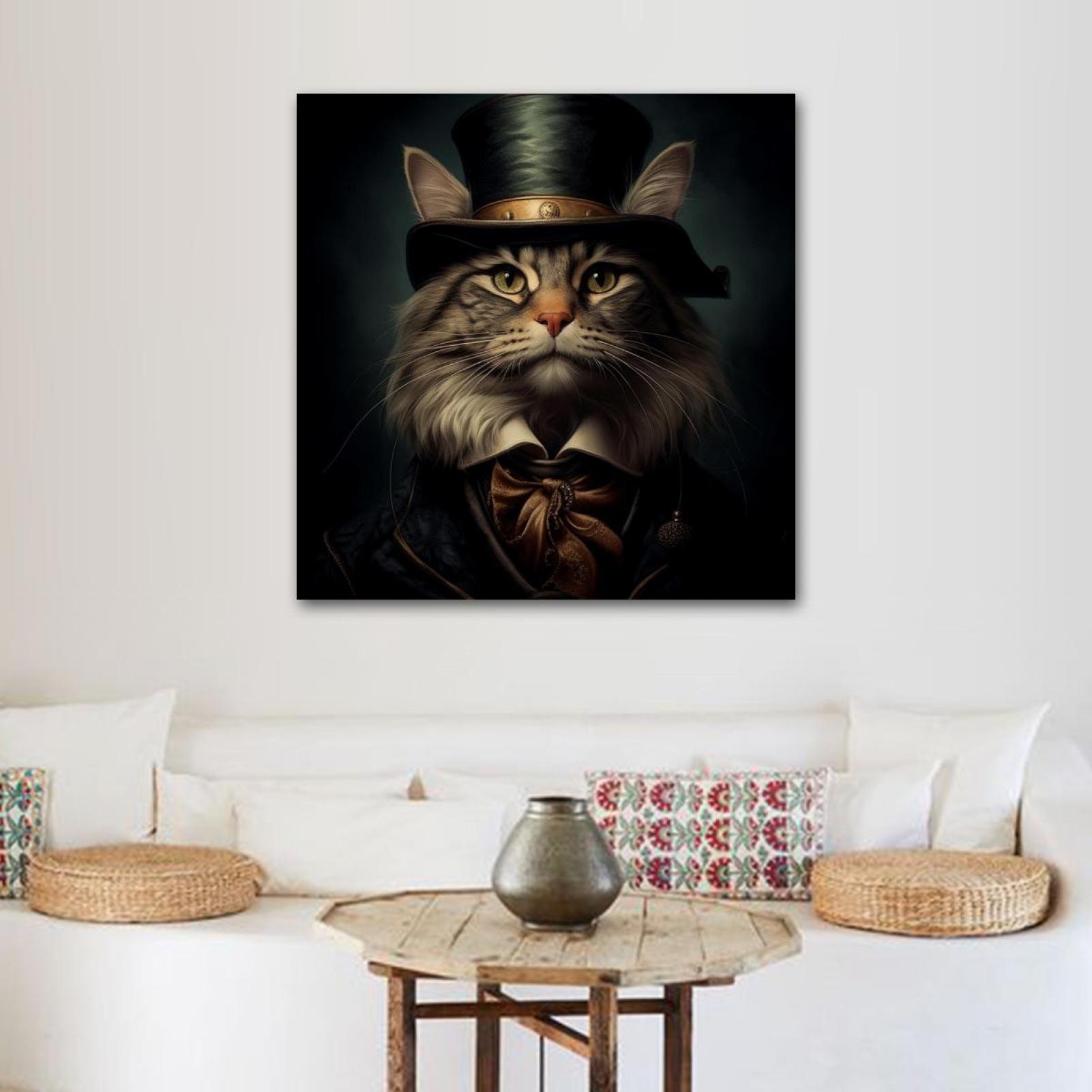 OWNSERIES Retro Style Cat Pattern Canvas Wall Art Paintings for Living ...