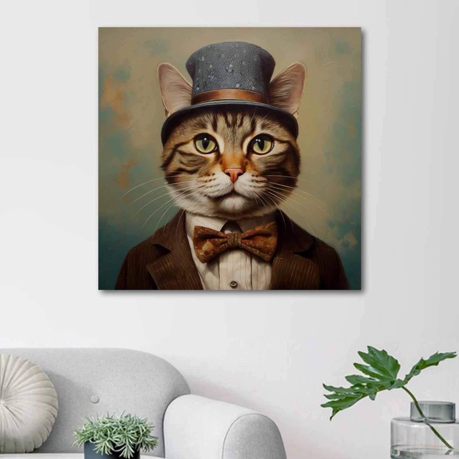 OWNSERIES Retro Style Cat Pattern Canvas Wall Art Paintings for Living ...