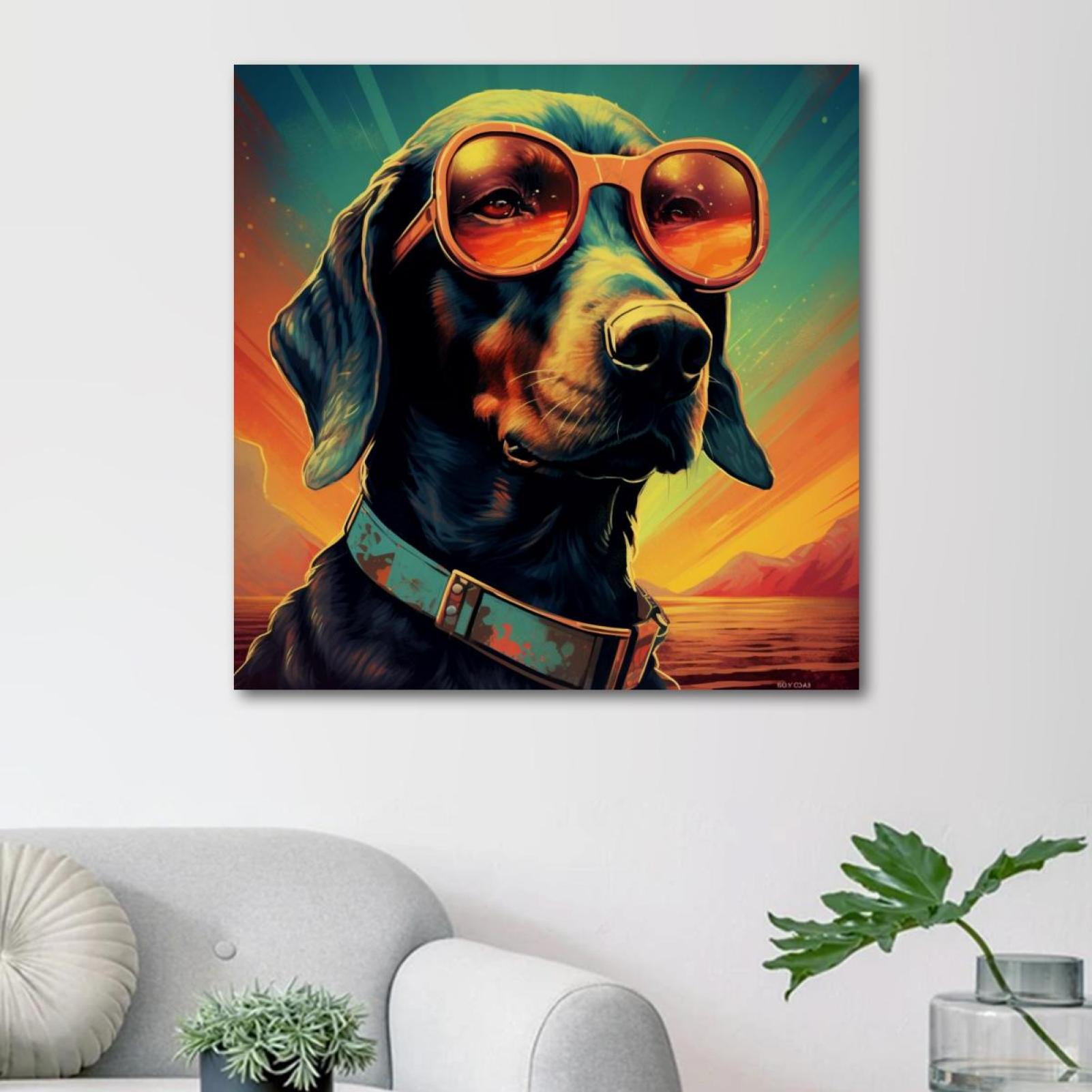 OWNSERIES Retro Style Dog Pattern Canvas Wall Art Paintings for Living ...