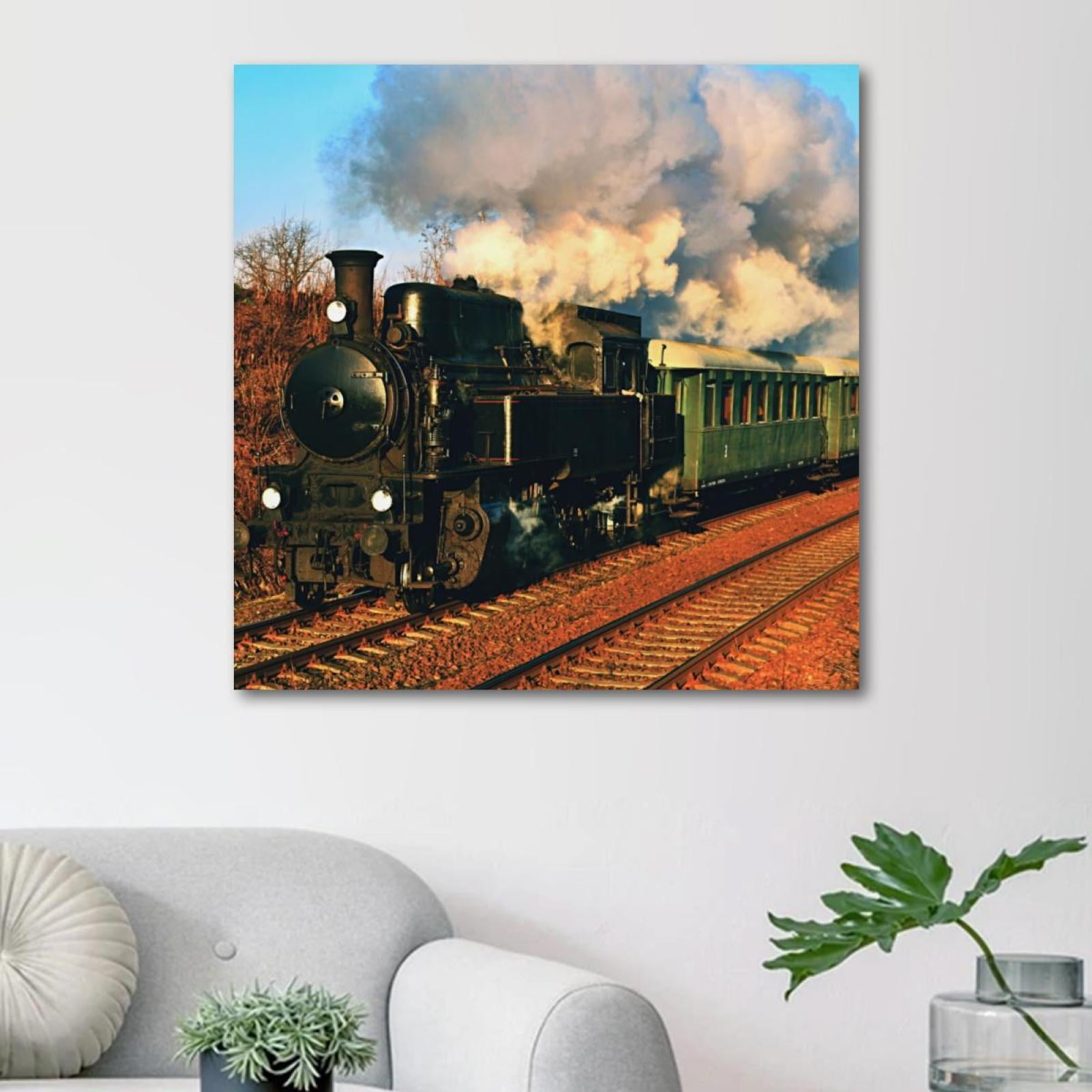 OWNSERIES Retro Train Pattern Canvas Wall Art Paintings for Living Room ...