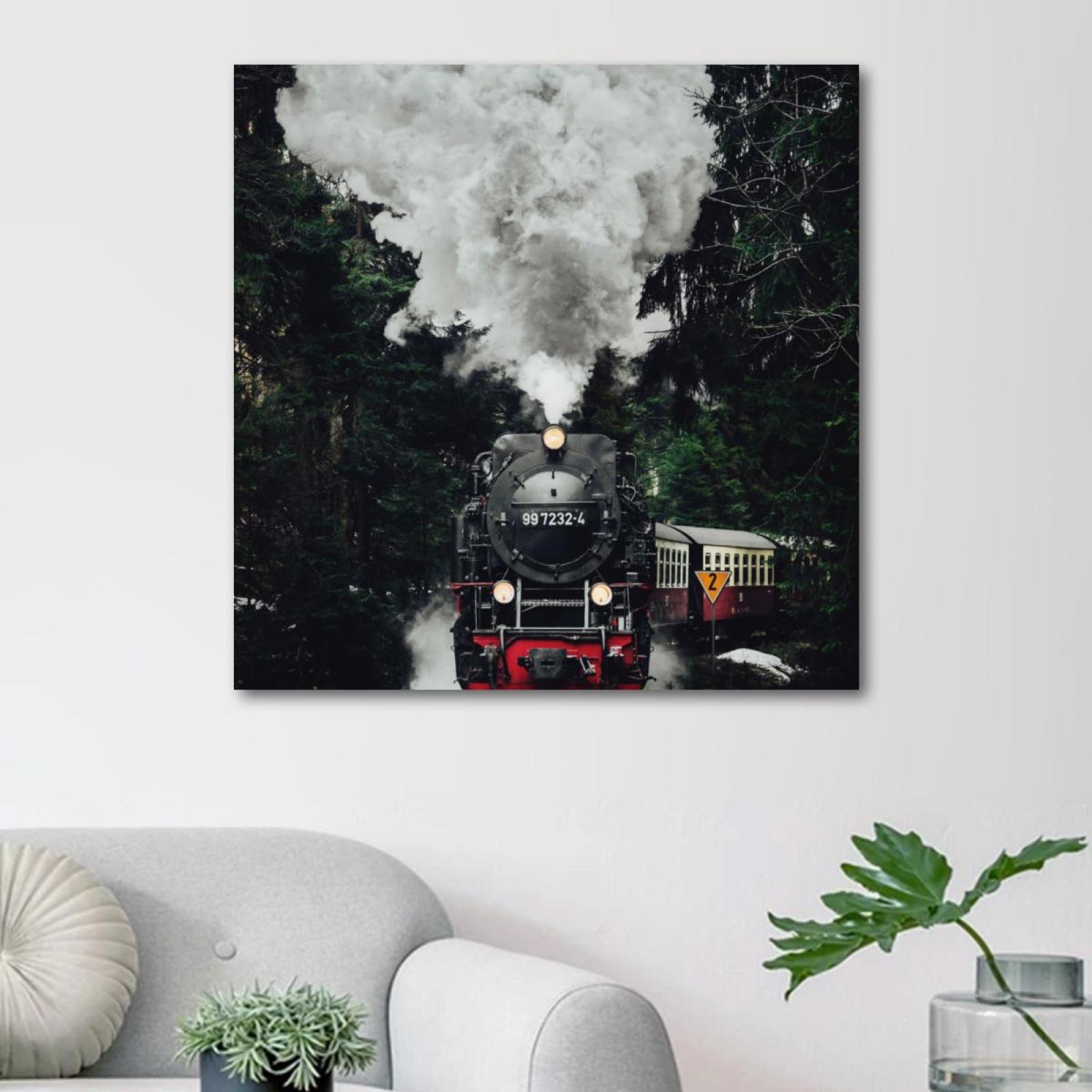 OWNSERIES Retro Train Pattern Pattern Canvas Wall Art Paintings for ...