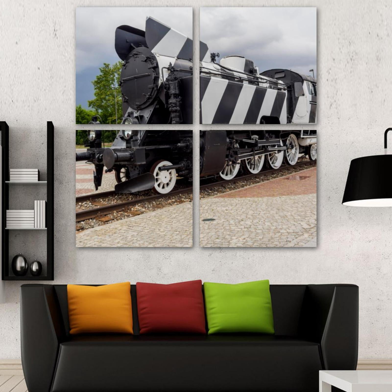 OWNSERIES Retro Train Railway (2) Pattern 4PC Frameless Canvas Wall Art ...