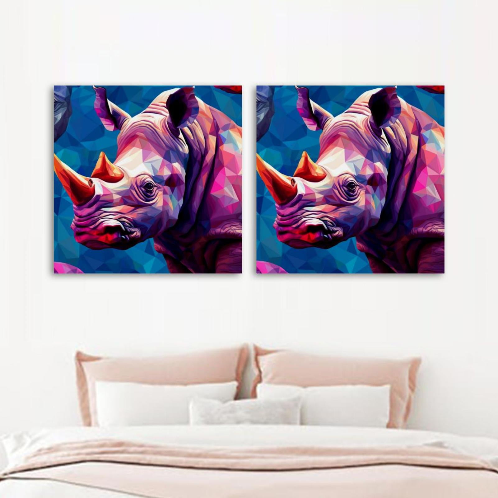 OWNSERIES Rhino Pattern Pattern 2PC Canvas Wall Art Paintings for ...