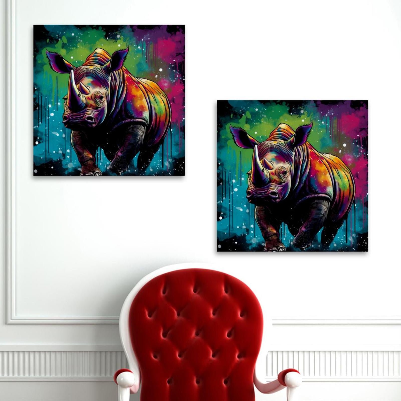 OWNSERIES Rhino Pattern 2PC Canvas Wall Art Paintings for Living Room ...