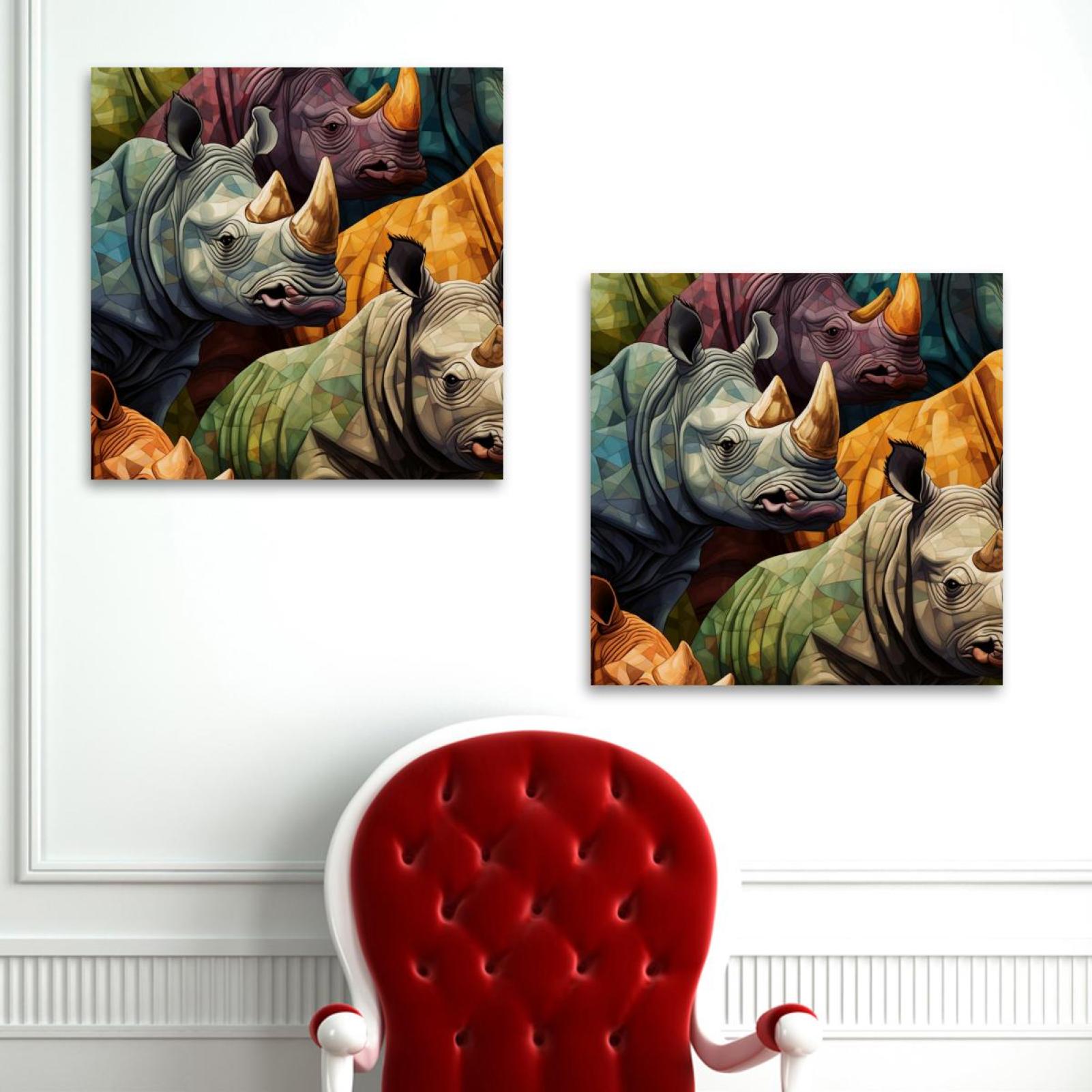 OWNSERIES Rhino Pattern 2PC Canvas Wall Art Paintings for Living Room ...