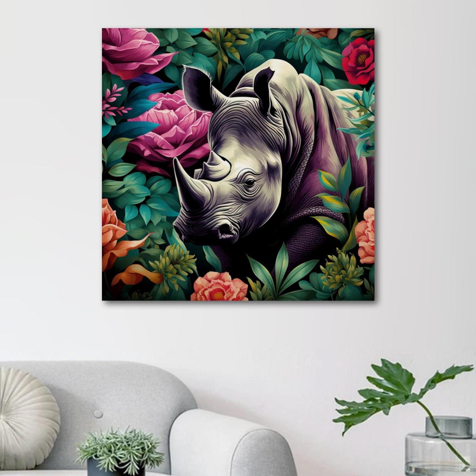 OWNSERIES Rhino Pattern Canvas Wall Art Paintings for Living Room ...