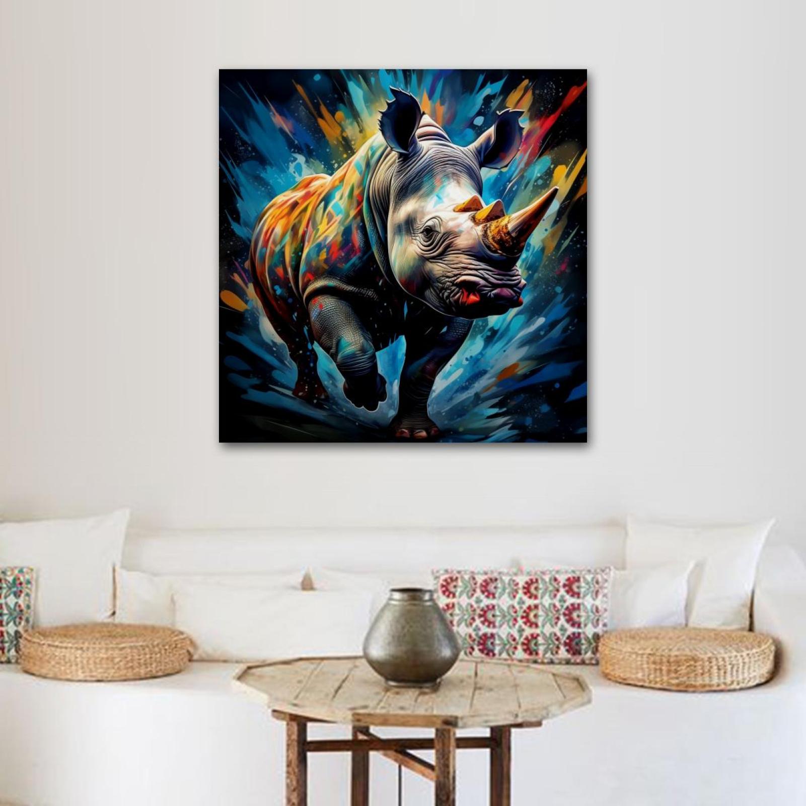 OWNSERIES Rhino Pattern Pattern Canvas Wall Art Paintings for Living ...