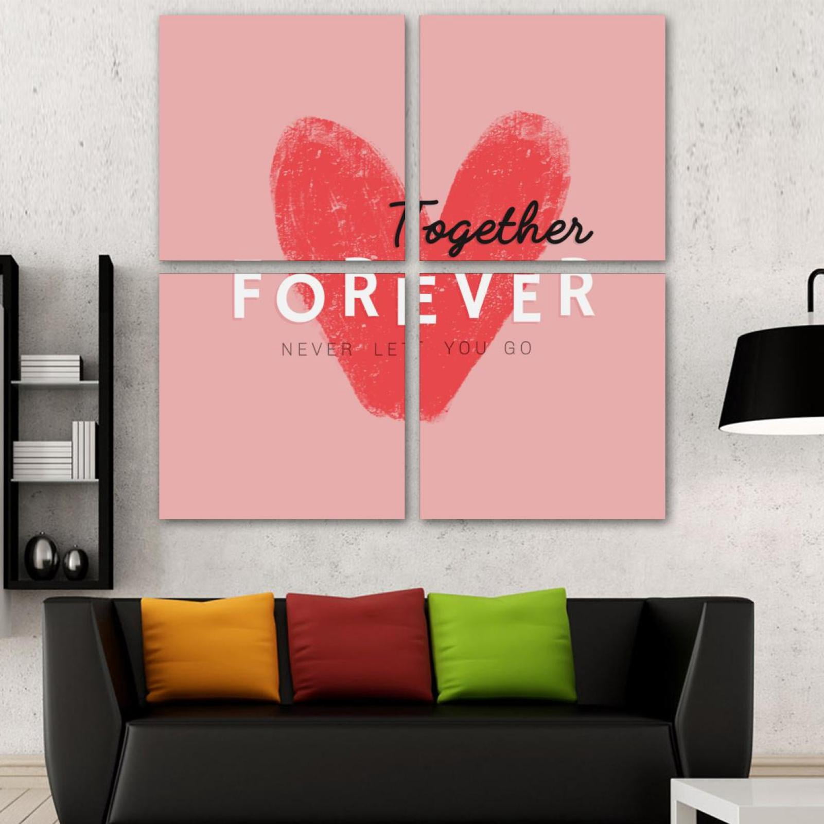 OWNSERIES Romantic Message Pattern 4PC Frameless Canvas Wall Art ...