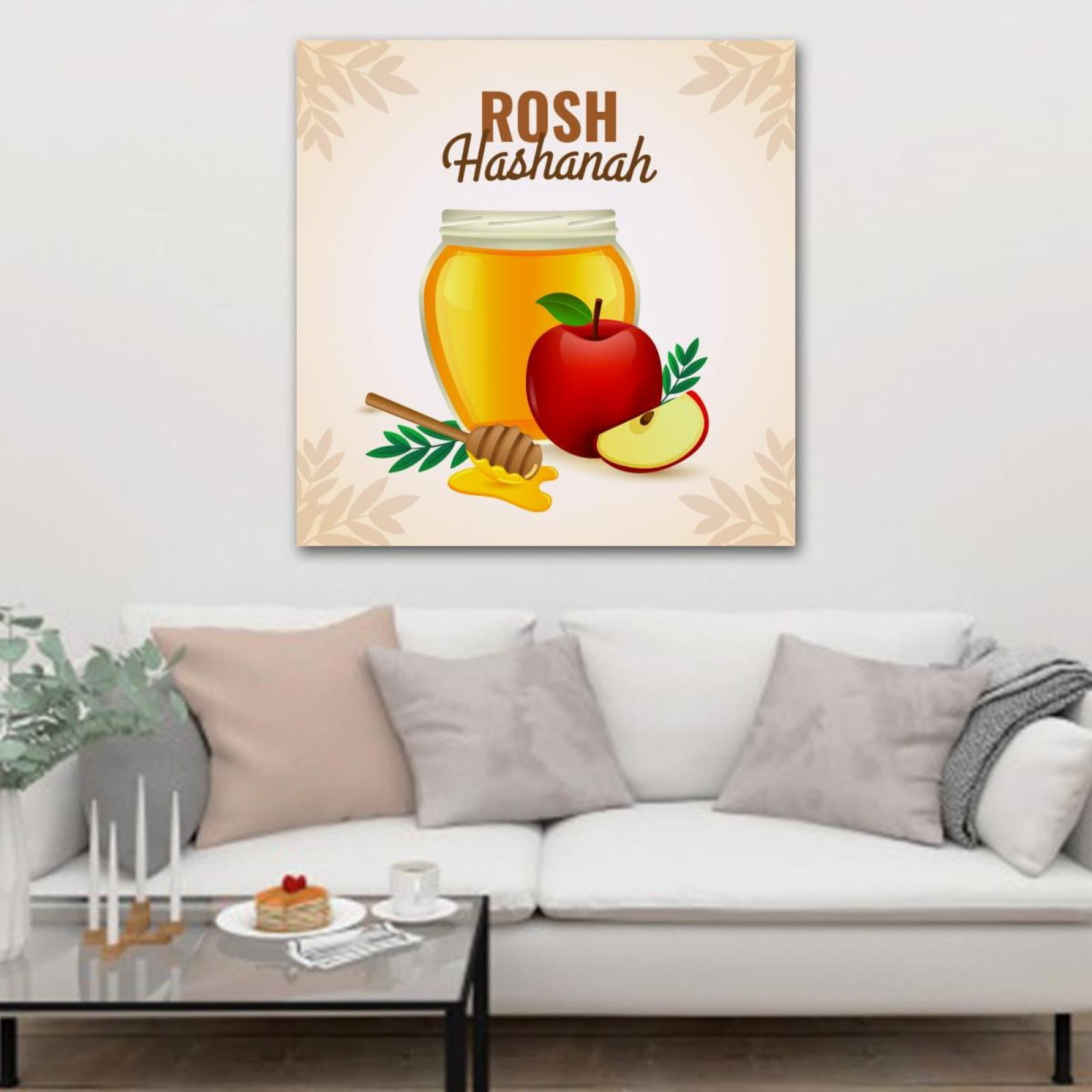 OWNSERIES Rosh Hashanah Apples and Honey Pattern Canvas Wall Art Paintings for Living Room ...
