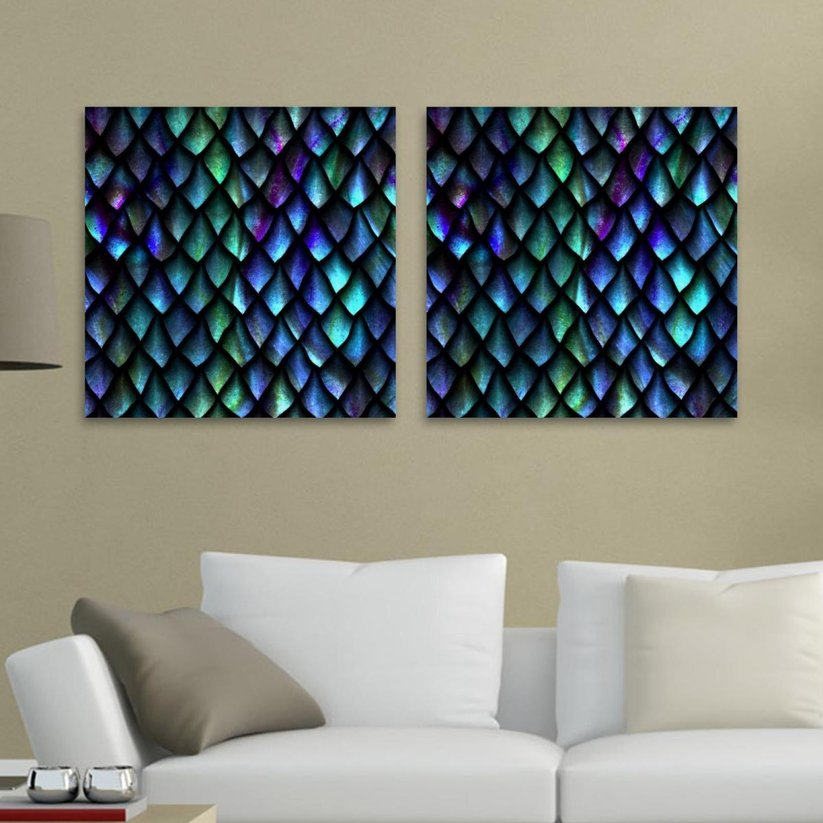 OWNSERIES Scale Pattern 2PC Canvas Wall Art Paintings for Living Room ...