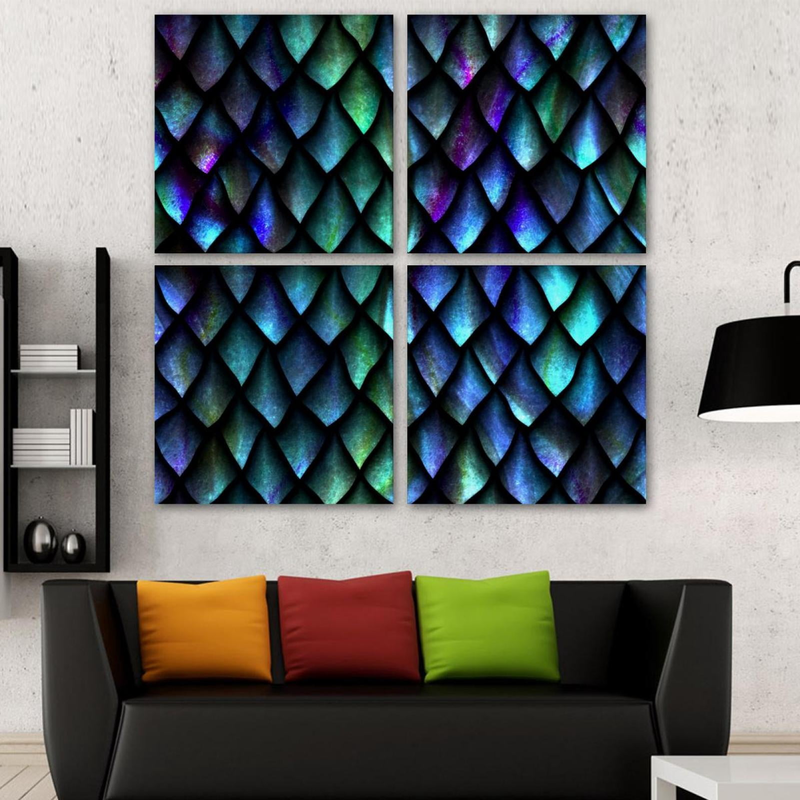 OWNSERIES Scale Pattern 4PC Frameless Canvas Wall Art Paintings for ...