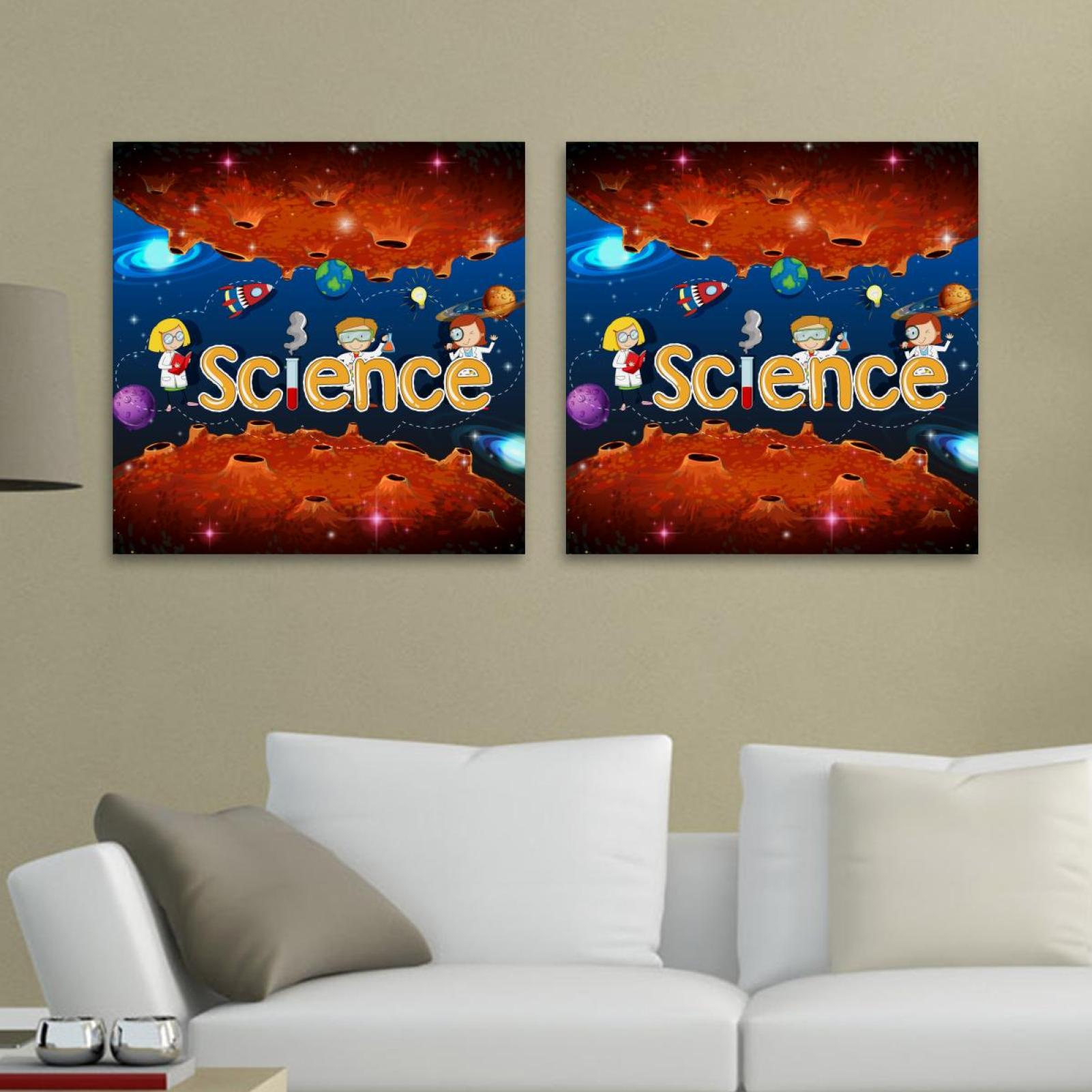 OWNSERIES Science on Planet Template Pattern 2PC Canvas Wall Art ...