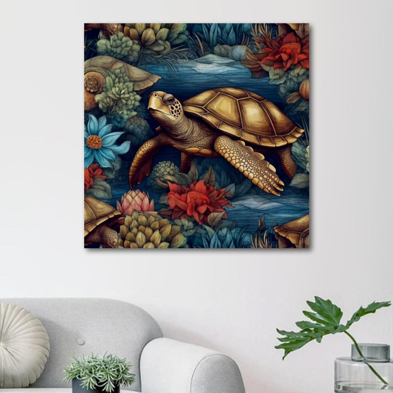 OWNSERIES Sea Turtle Pattern Canvas Wall Art Paintings for Living Room ...
