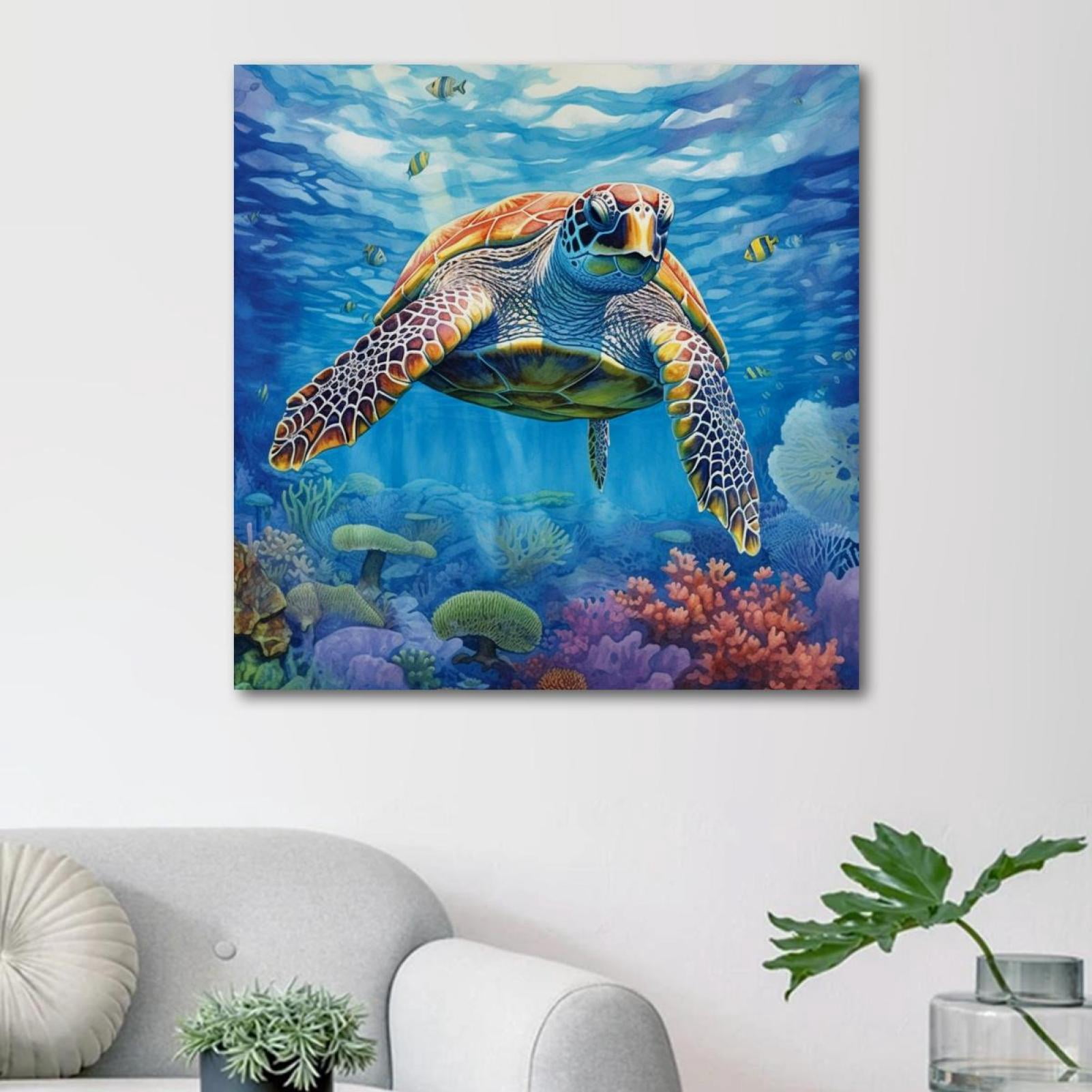 OWNSERIES Sea Turtle Pattern Canvas Wall Art Paintings for Living Room ...