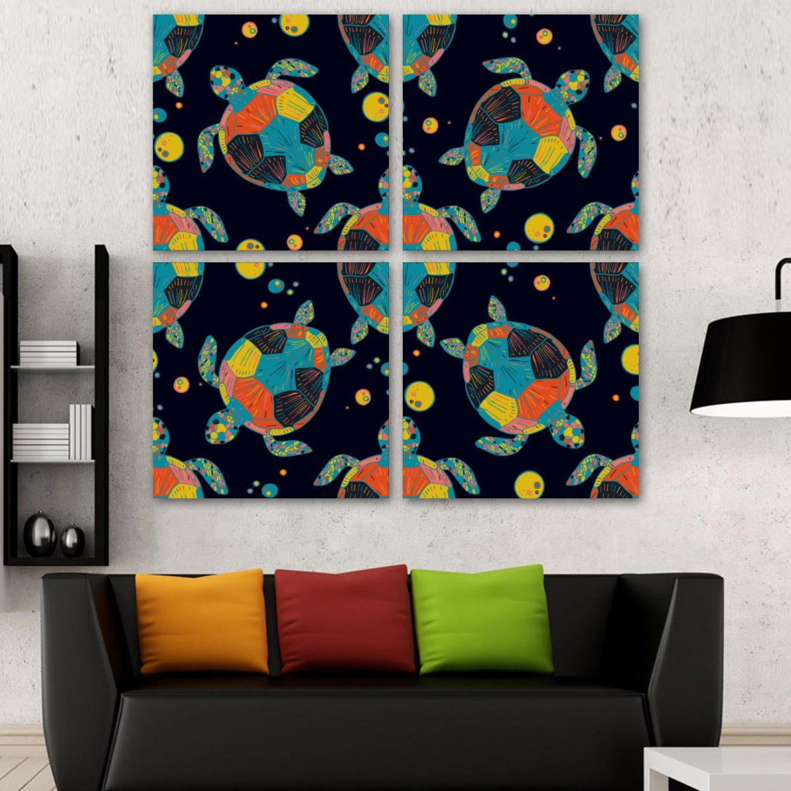 OWNSERIES Sea Turtles Pattern 4PC Frameless Canvas Wall Art Paintings ...
