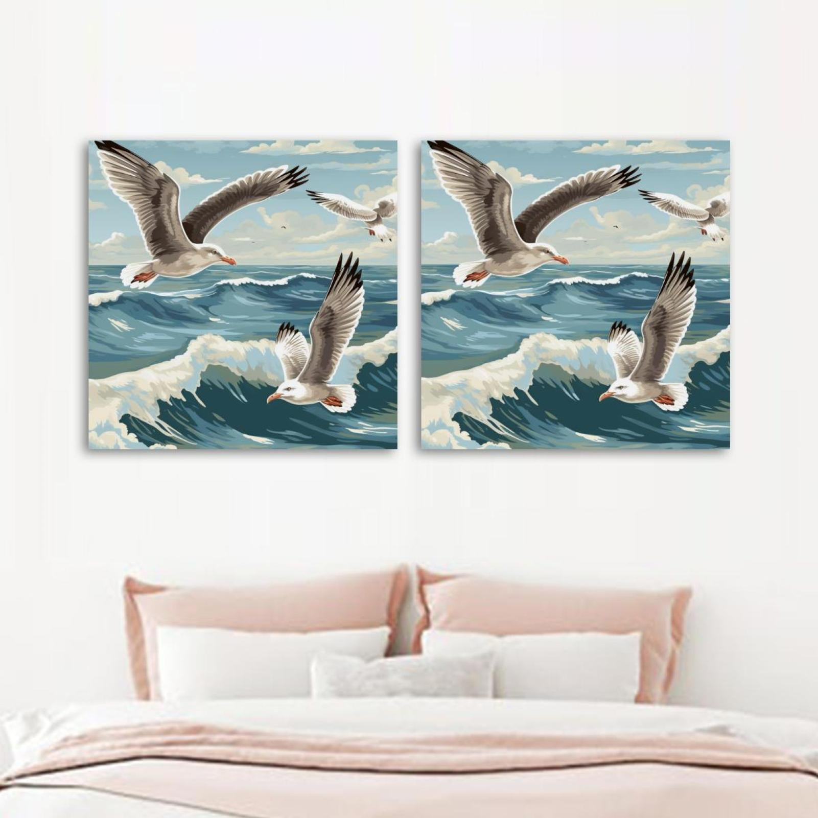 OWNSERIES Seagull Pattern 2PC Canvas Wall Art Paintings for Living Room ...