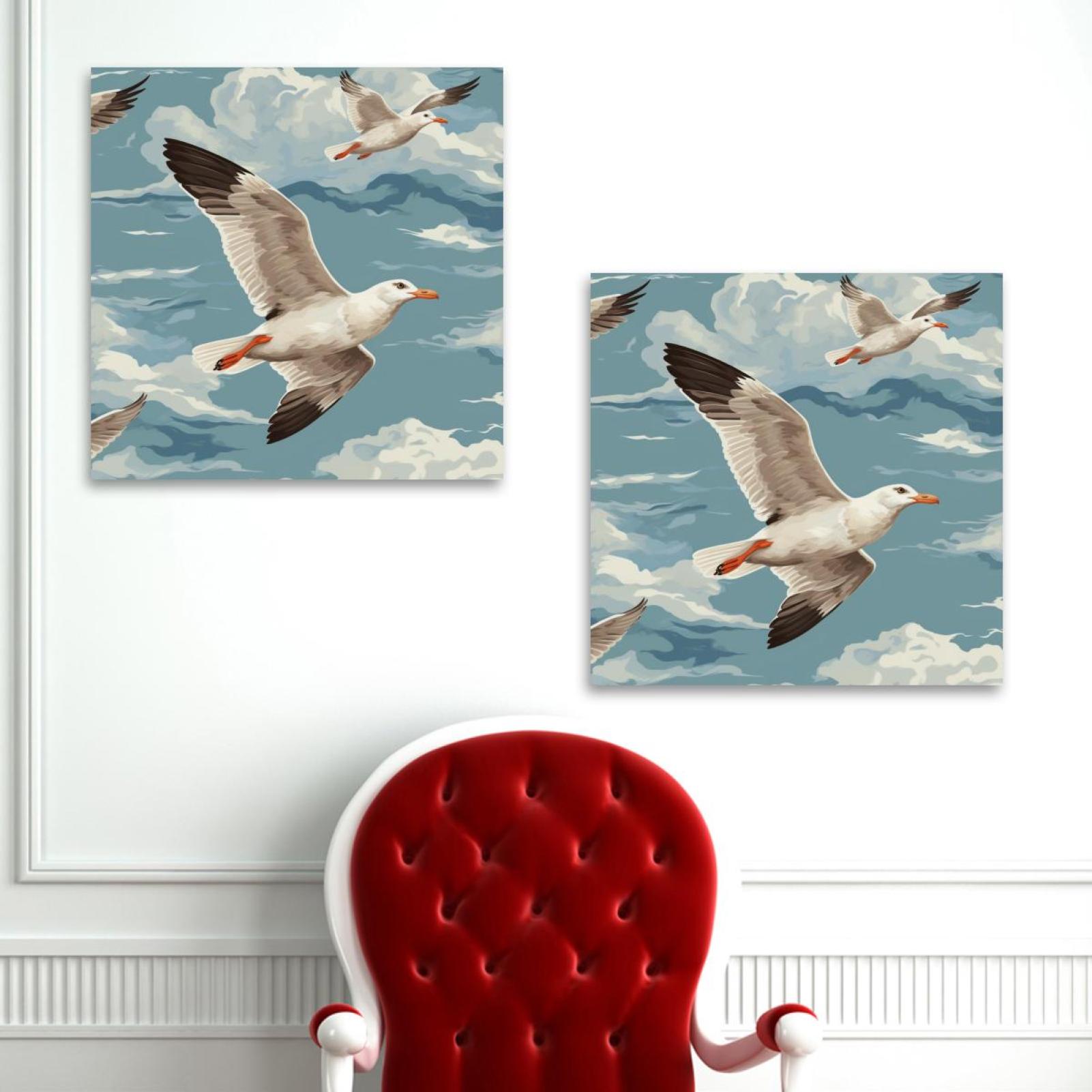 OWNSERIES Seagull Pattern 2PC Canvas Wall Art Paintings for Living Room ...