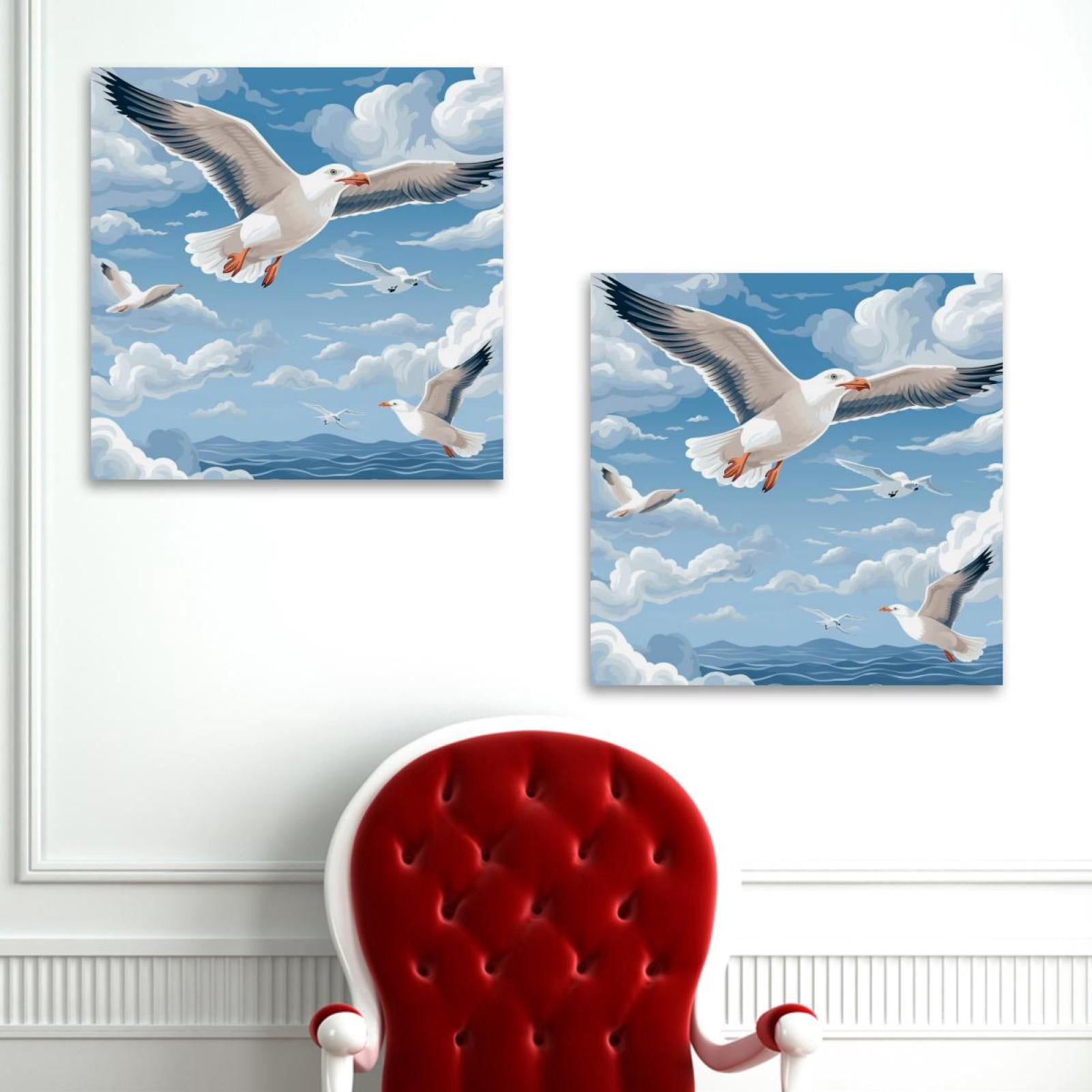 OWNSERIES Seagull Pattern 2PC Canvas Wall Art Paintings for Living Room ...