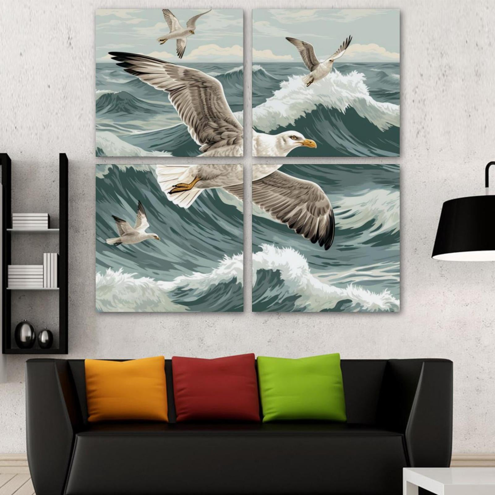 OWNSERIES Seagull Pattern 4PC Frameless Canvas Wall Art Paintings for ...