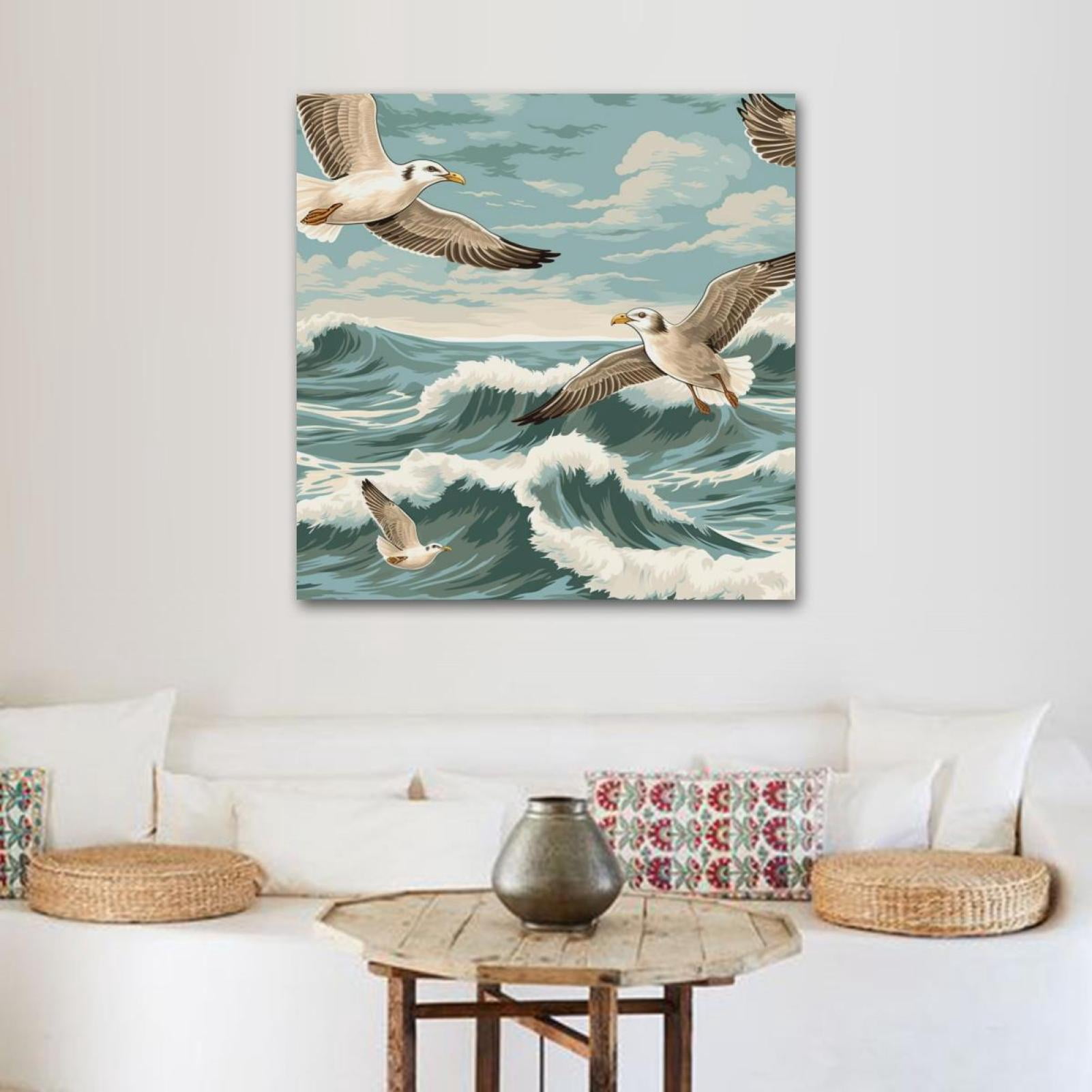 OWNSERIES Seagull Pattern Canvas Wall Art Paintings for Living Room ...