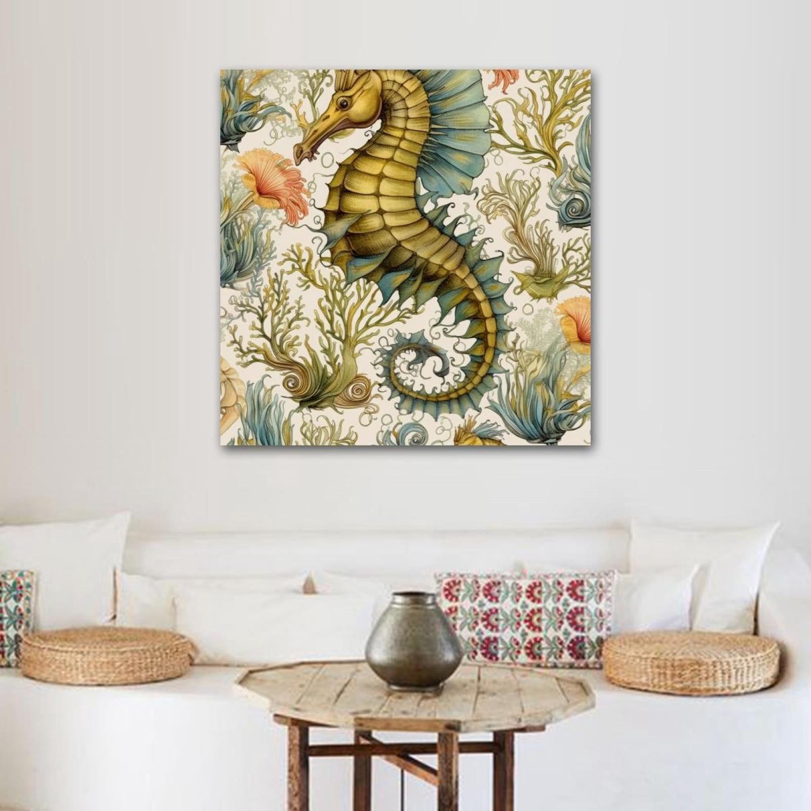 OWNSERIES Seahorse Pattern Canvas Wall Art Paintings for Living Room ...