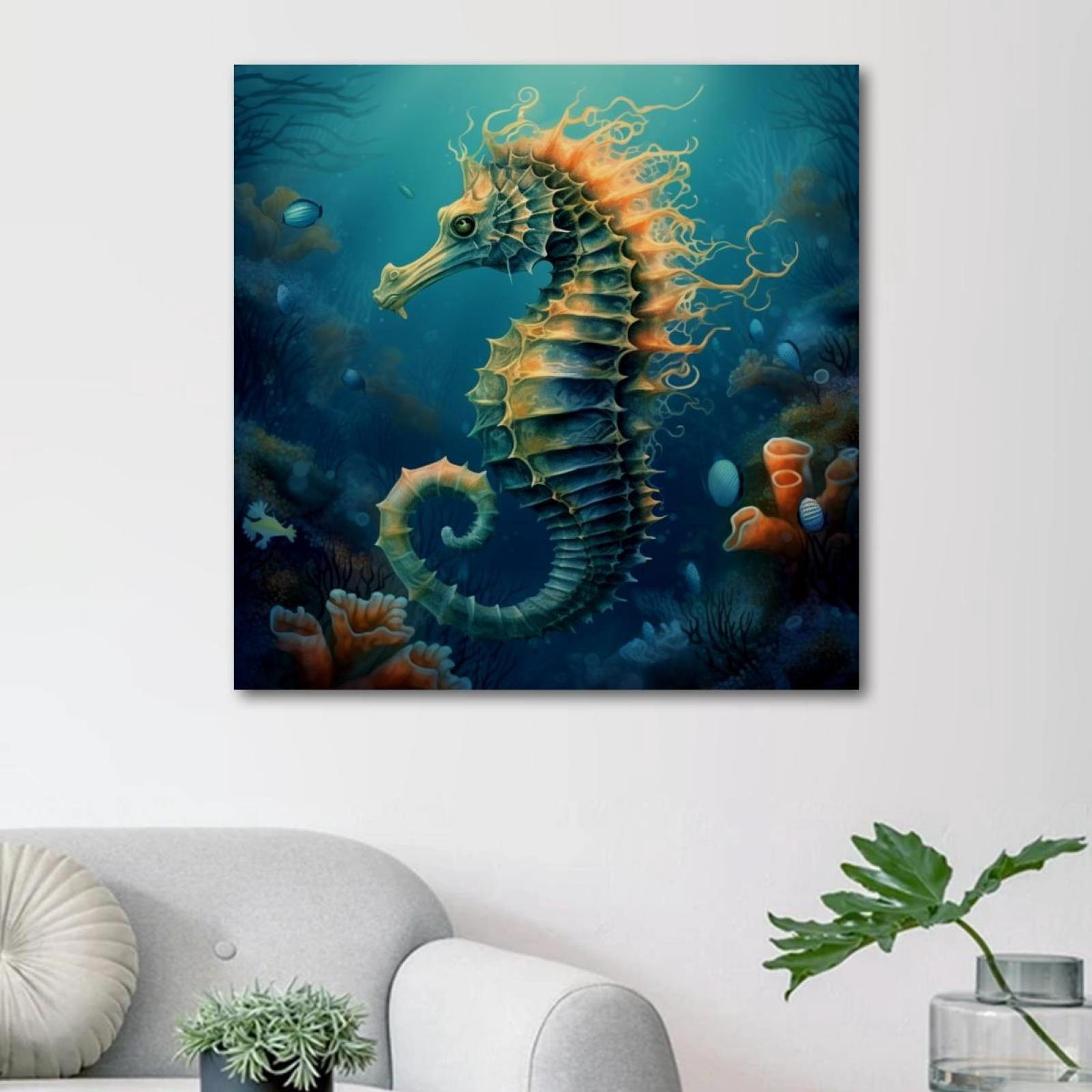 OWNSERIES Seahorse Pattern Canvas Wall Art Paintings for Living Room ...