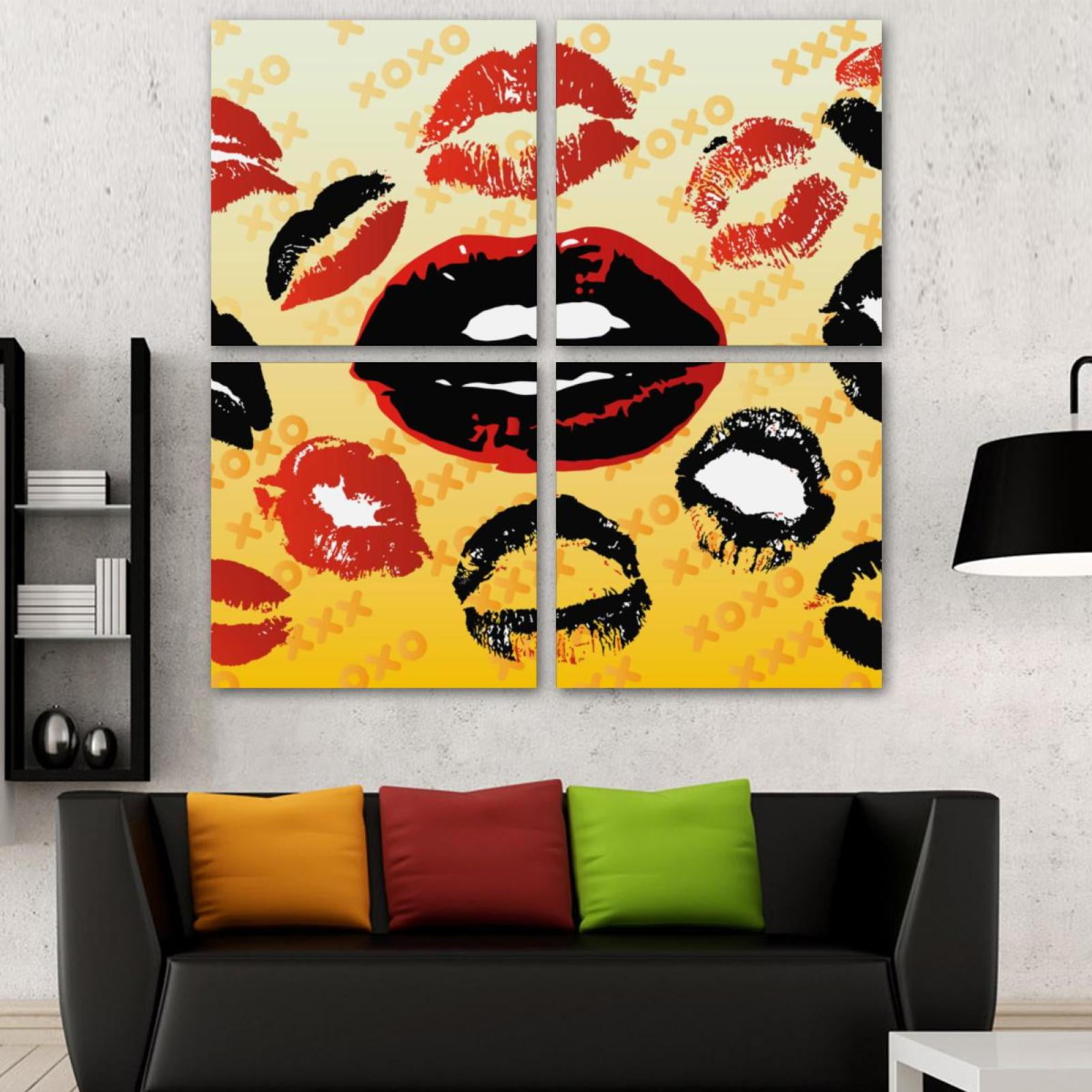 OWNSERIES Sexy Lip Pattern 4PC Frameless Canvas Wall Art Paintings for ...