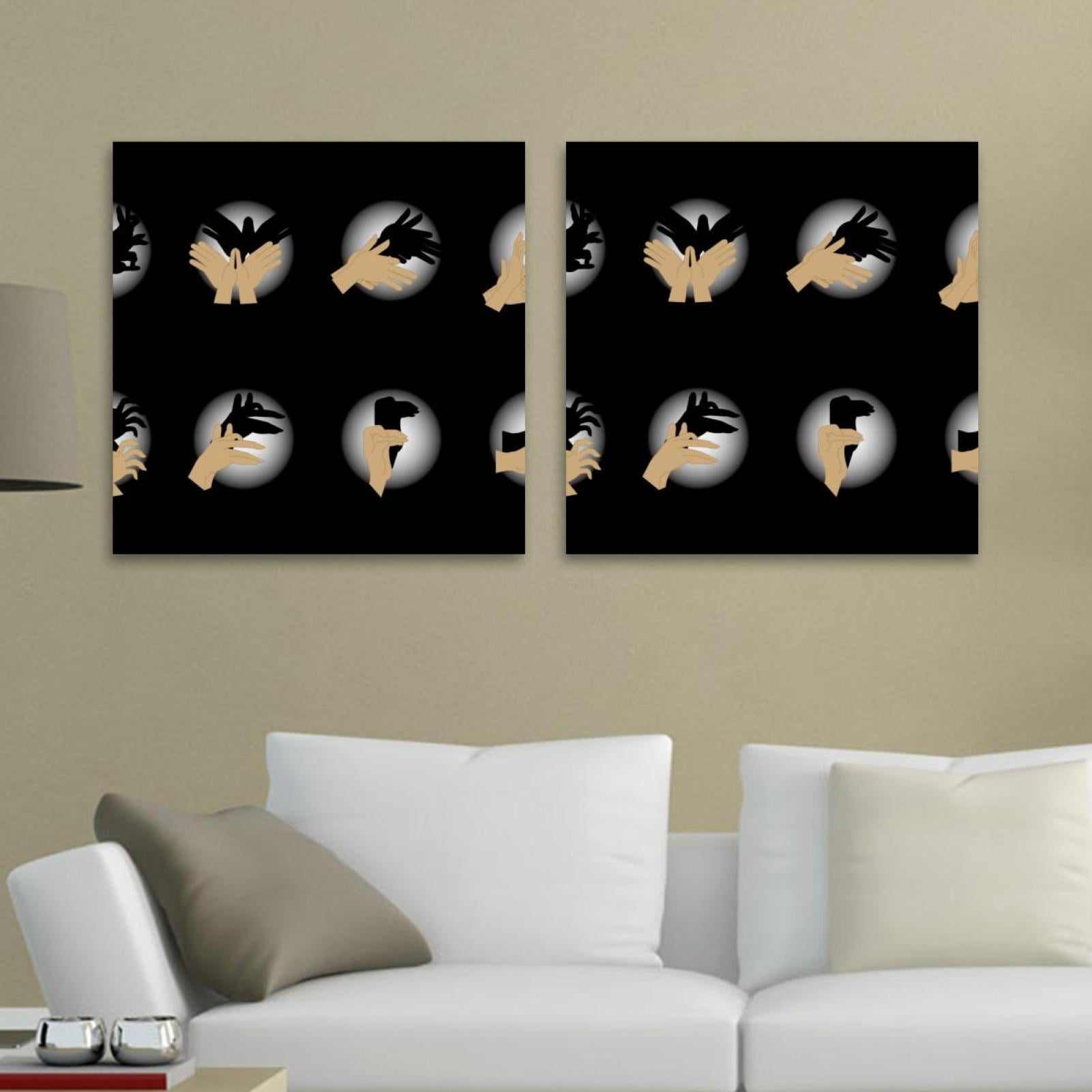 OWNSERIES Shadow Puppet Hand Pattern 2PC Canvas Wall Art Paintings for ...