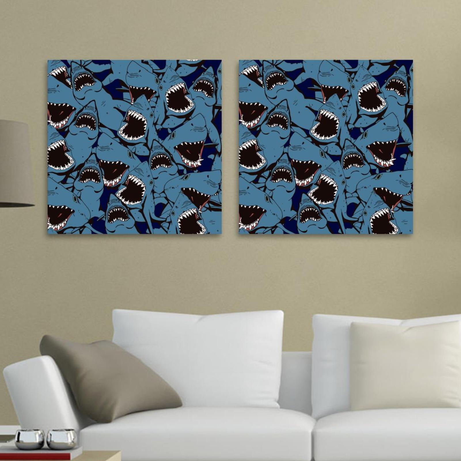 OWNSERIES Sharks Sea Ocean Pattern 2PC Canvas Wall Art Paintings for ...